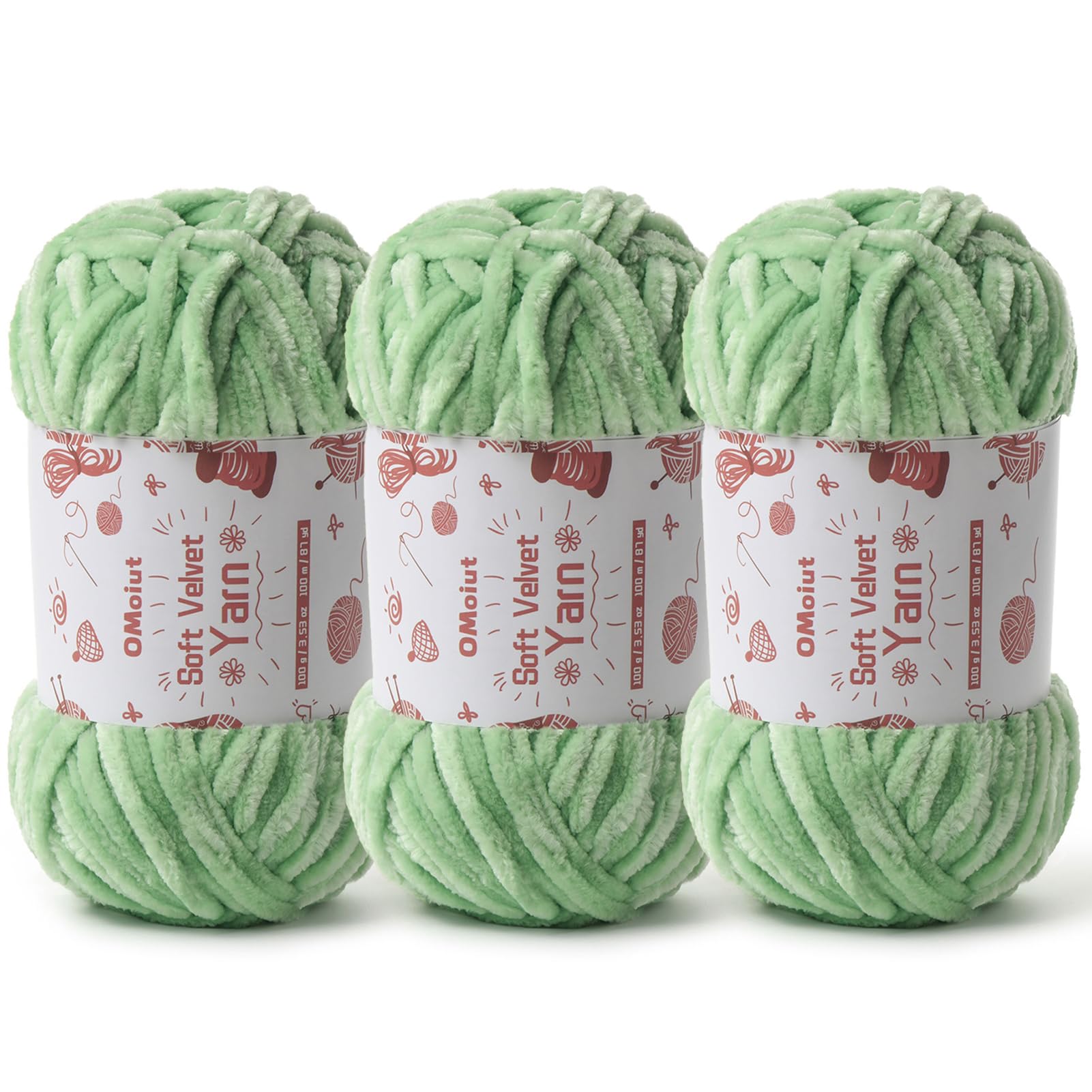 Amazon.com: 3x100g Fluffy Velvet Chenille Yarn for Crocheting and ...