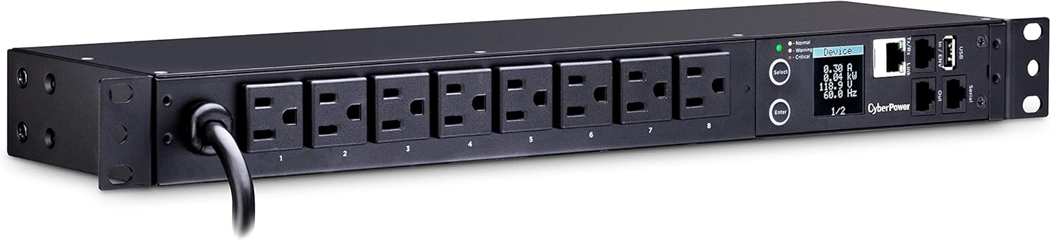 Amazon.com: CyberPower PDU31001 Monitored PDU, 100-120V/15A, 8 Outlets ...