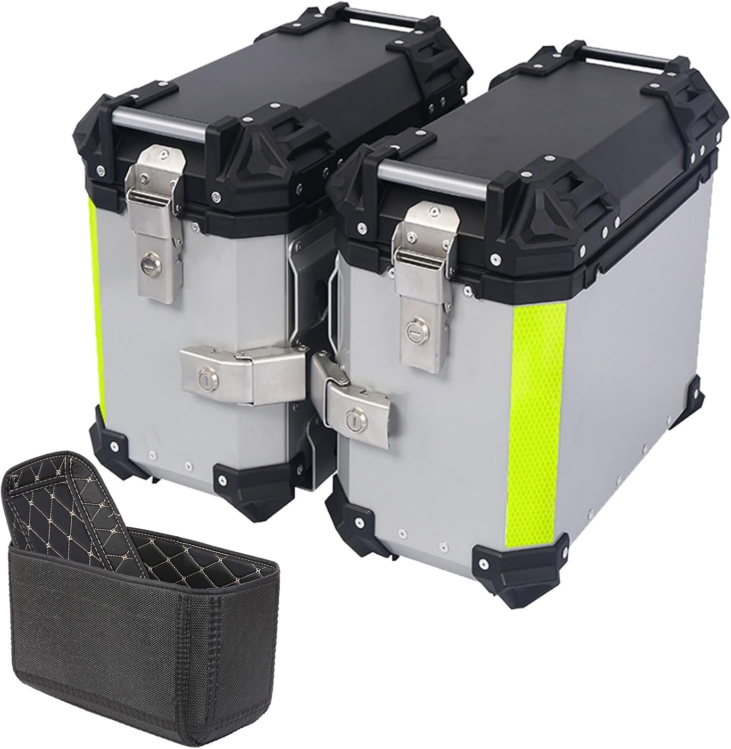 Amazon.com: VUSNPL Silver 38L Motorcycle Hard Side Saddlebag Box Trunk ...