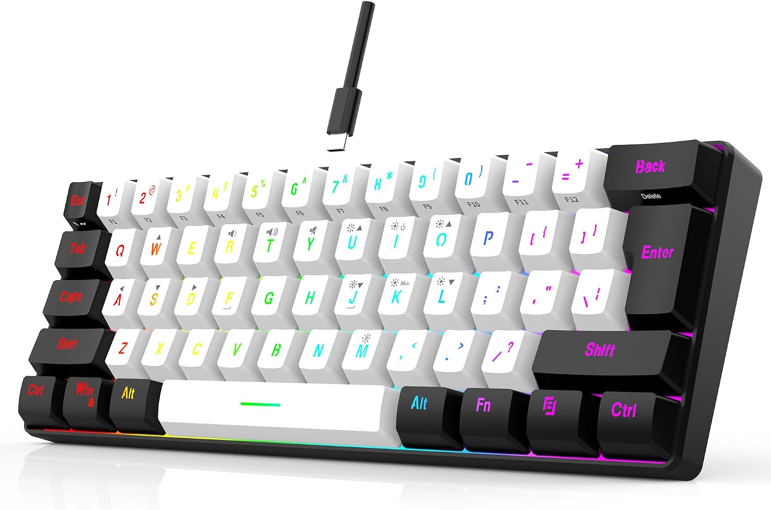 Amazon.com: 7KEYS 60% Wired Mini Gaming Keyboard, 14+ Mode RGB Light up ...