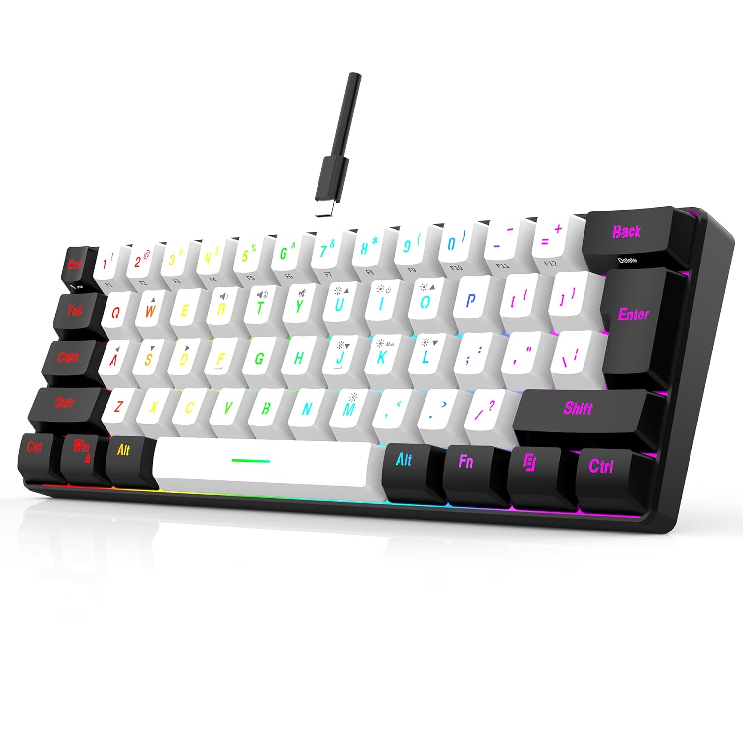 Amazon.in: Buy 7KEYS 60% Wired Mini Gaming Keyboard, 14+ Mode RGB Light ...