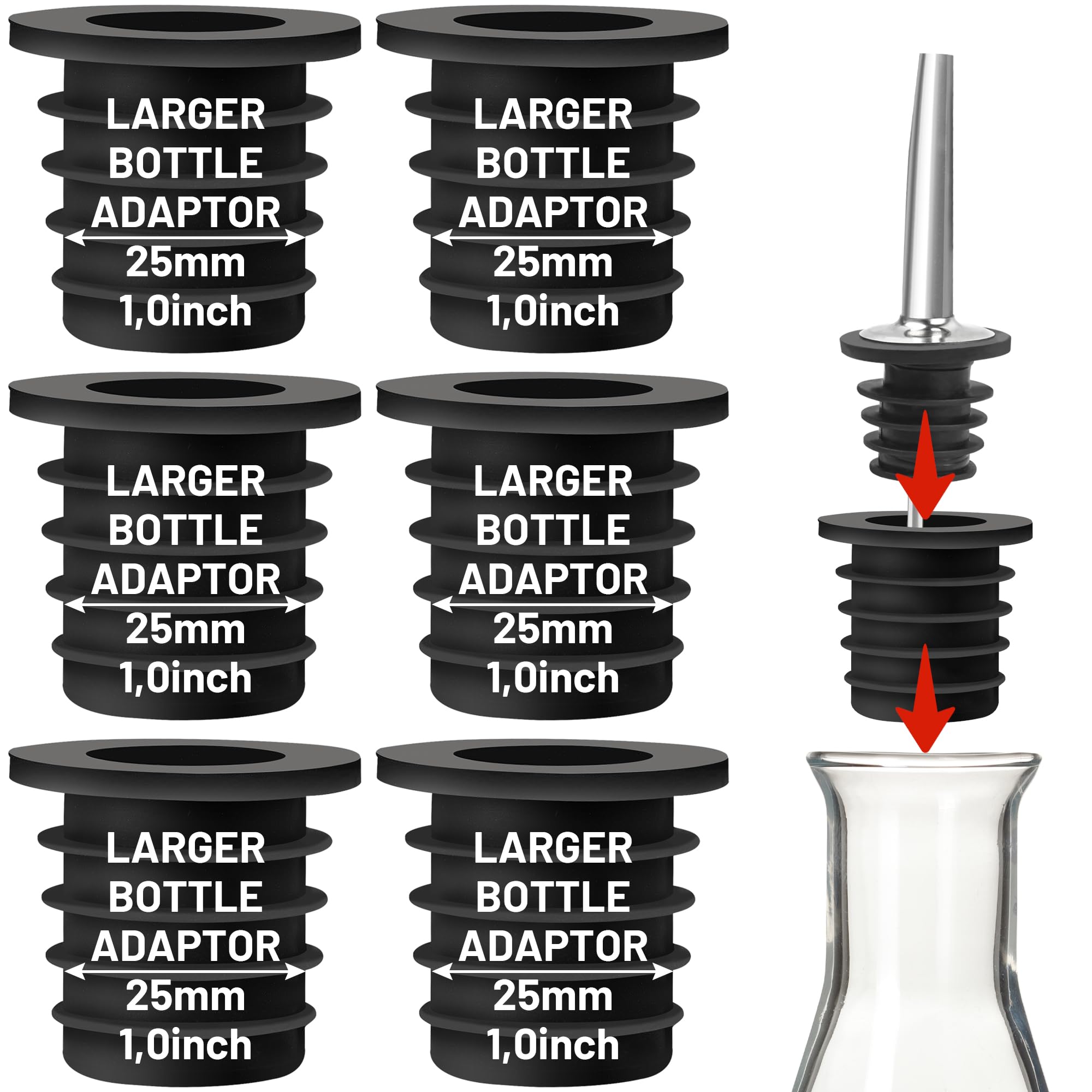 Amazon.com: Liquor Pourer Adapters for Large Liquor Bottles and Olive ...