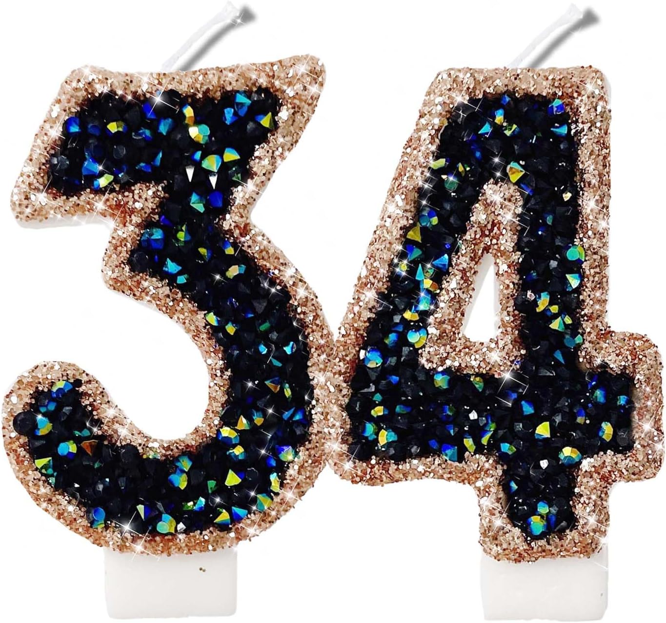 Amazon.com: 2.8" Blue Black Glitter Number Candles-Many Colors 34th ...