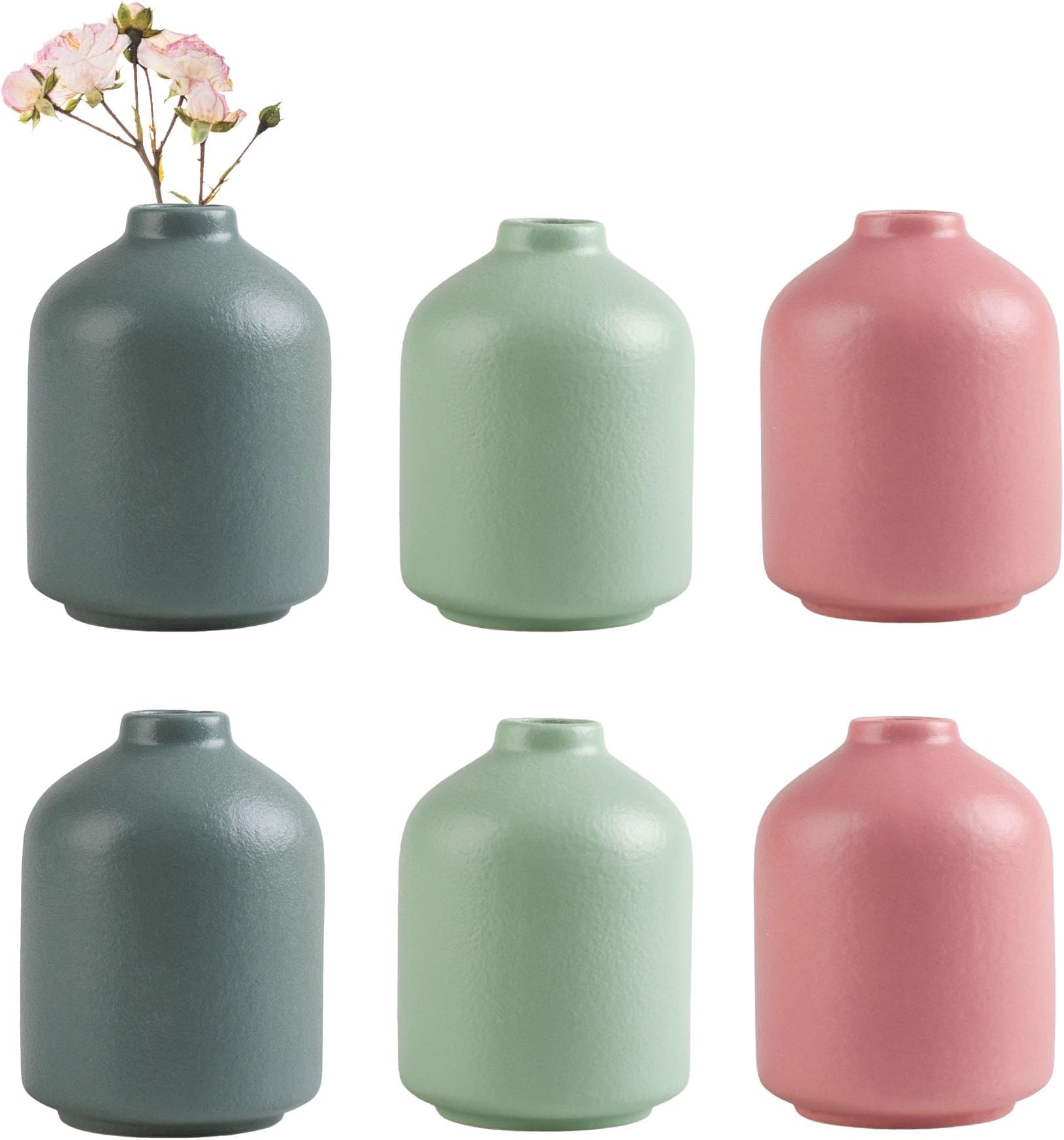 Amazon.com: White Ceramic Vase Set of 2 Gold Decor Hollow Vase for ...