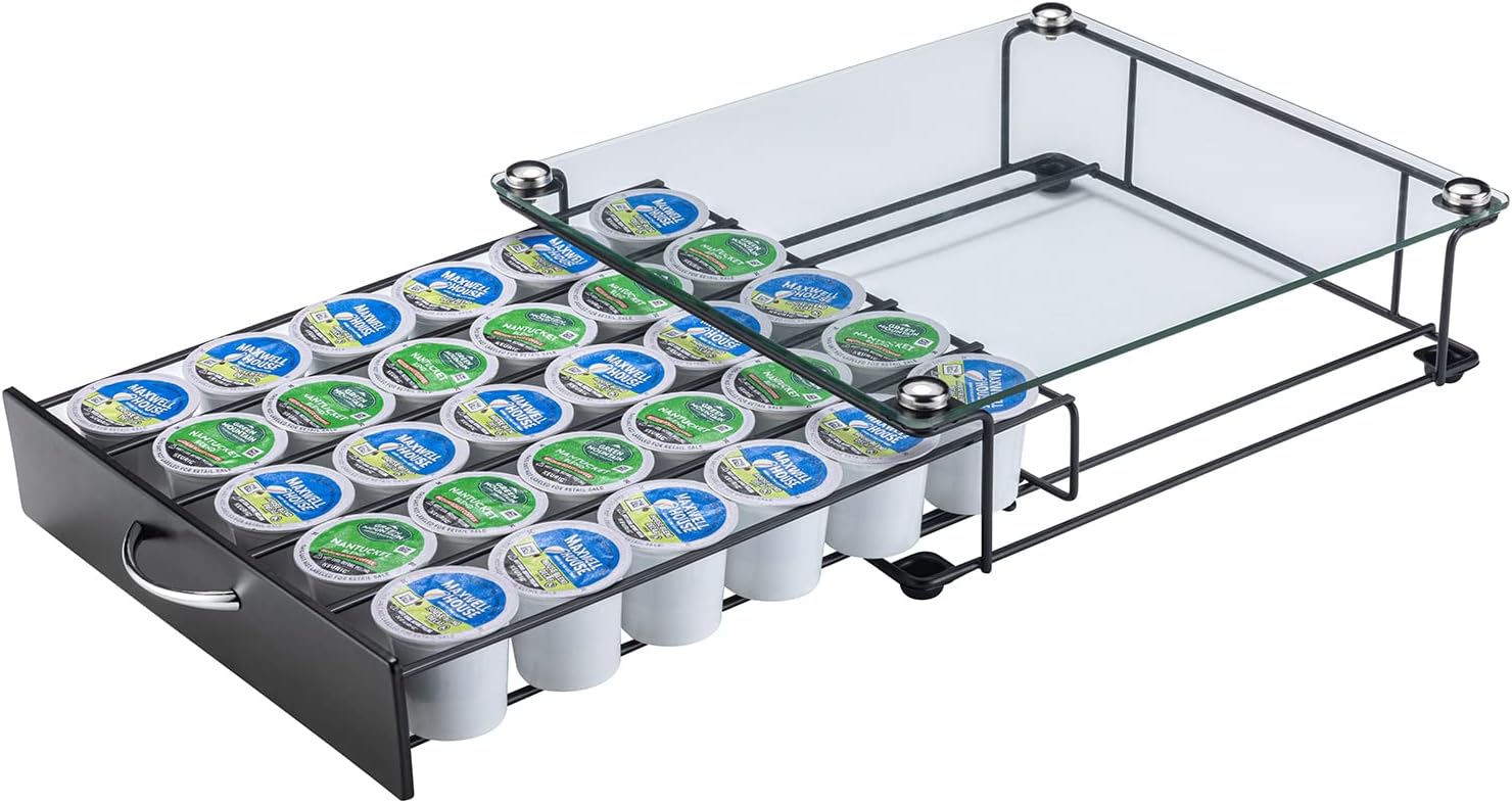 Amazon.com: K cup holder Drawer with Glass Top,Storage Coffee Capsules ...