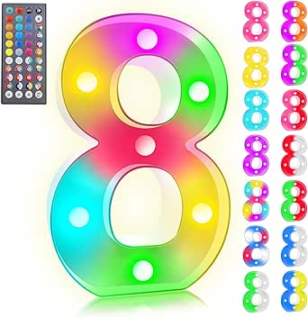 Amazon.com: Pooqla Colorful LED Marquee Number Lights with Remote, RGB ...