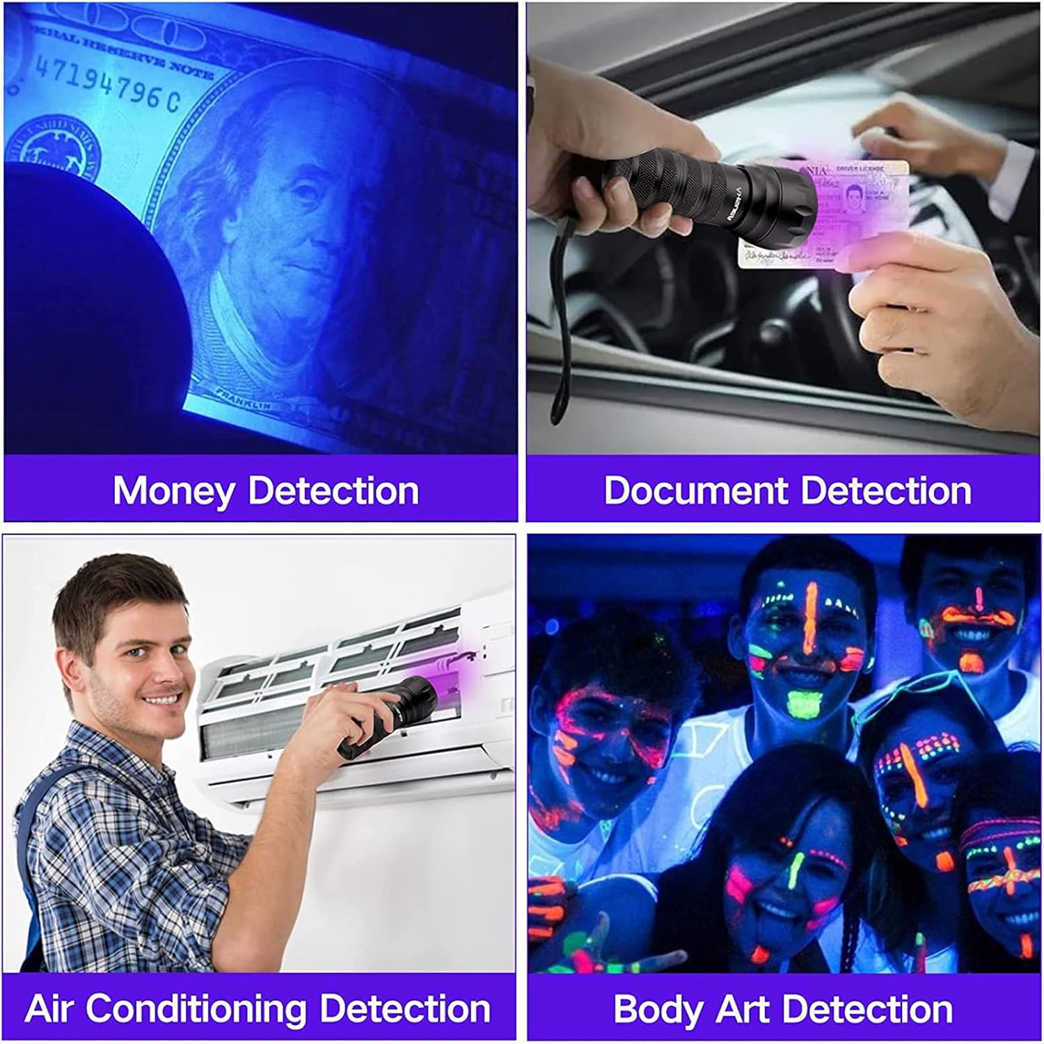 Vansky – Linterna de luz negra con 21 luces LED UV de 395 nm detector de orina de mascotas con ...