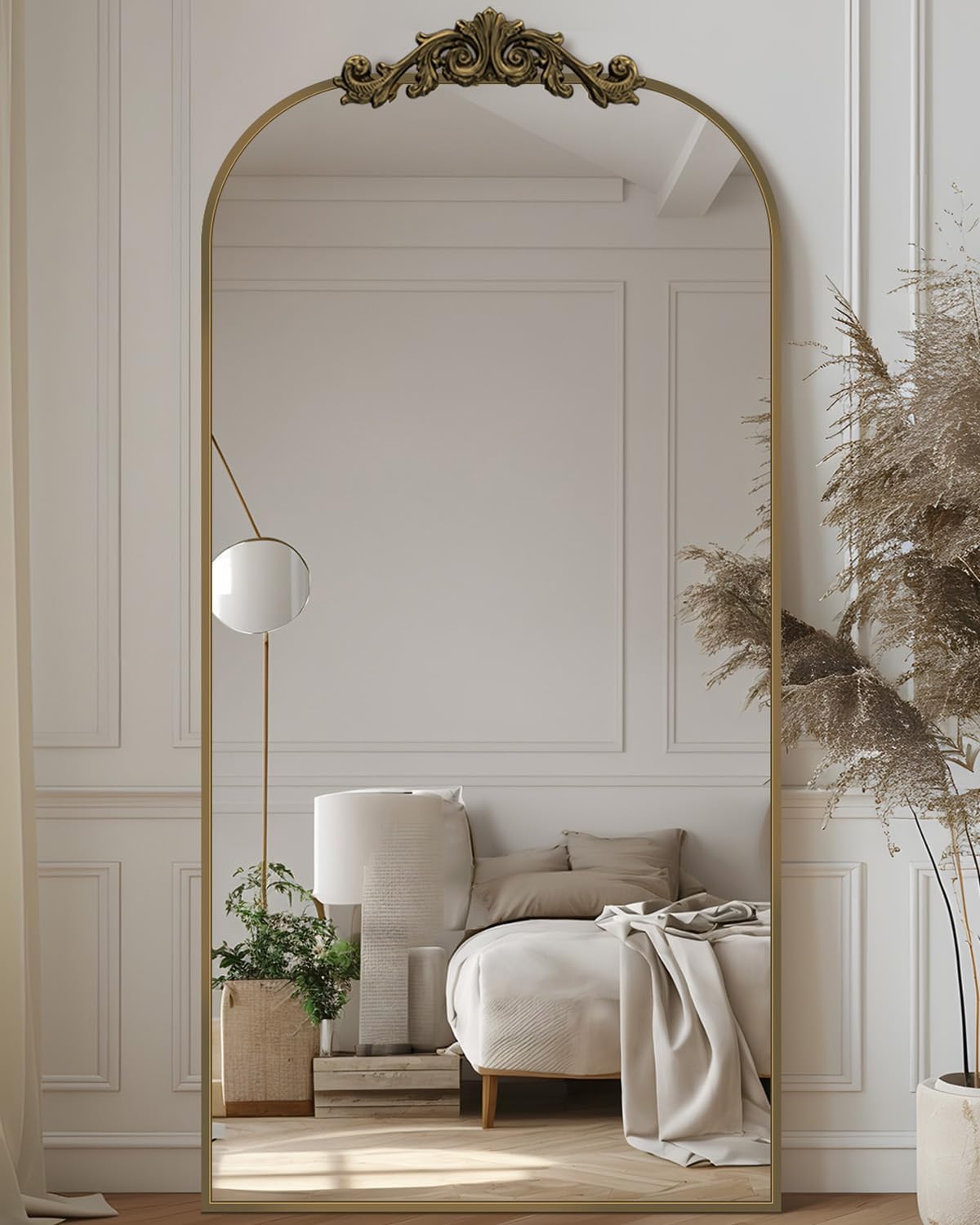 Amazon.com: ietat Antique Gold Full Length Mirror Oval Full Body Wall ...