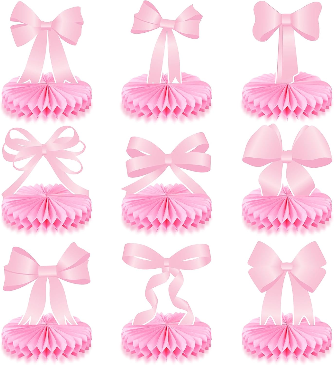 Amazon.com: Containlol 9 Pcs Pink Bow Birthday Party Decorations Bow ...
