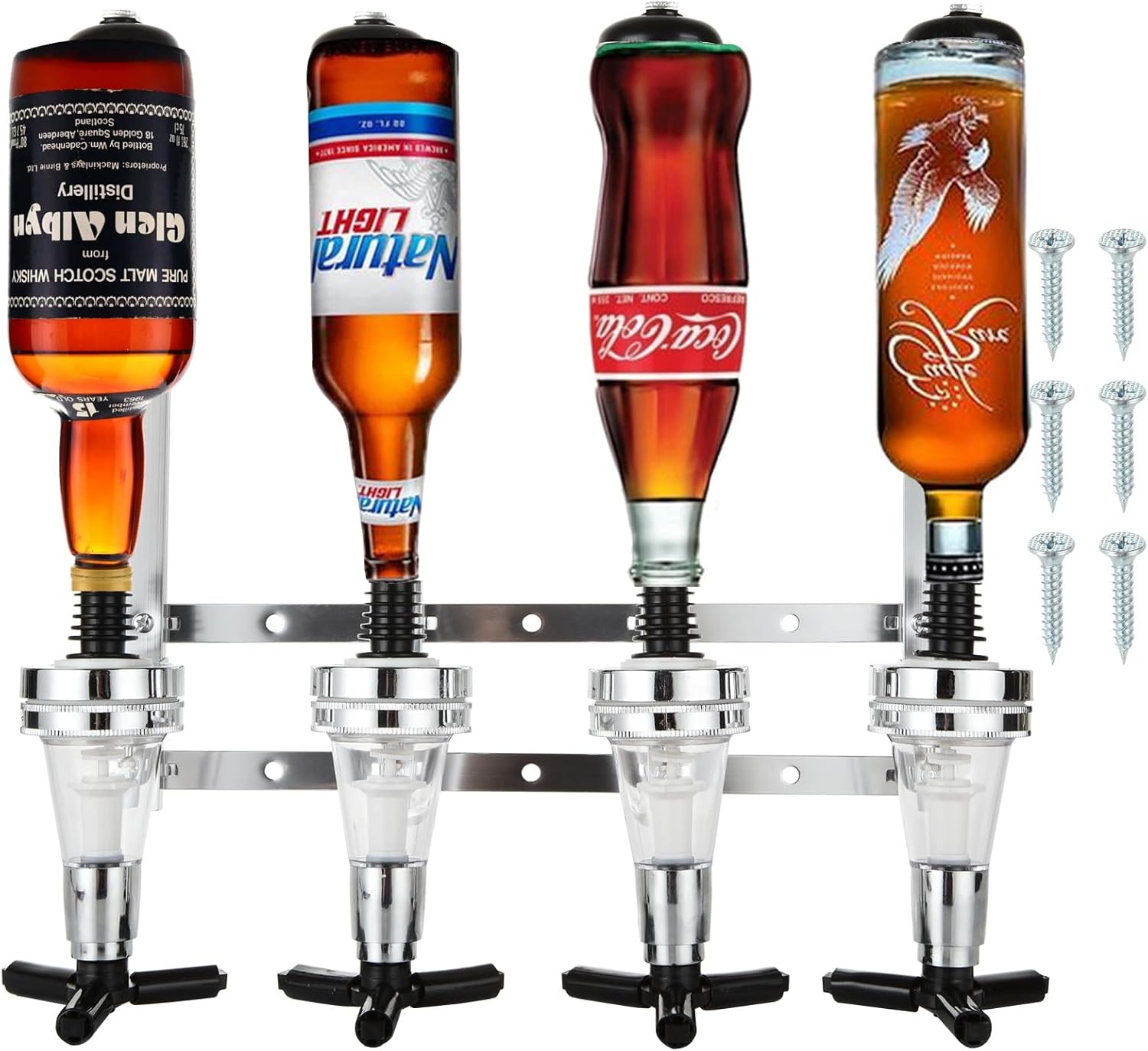 AHAQU 4 Bottle Optics for Home Bar Butler, 30ml Wall Mounted Alcohol ...