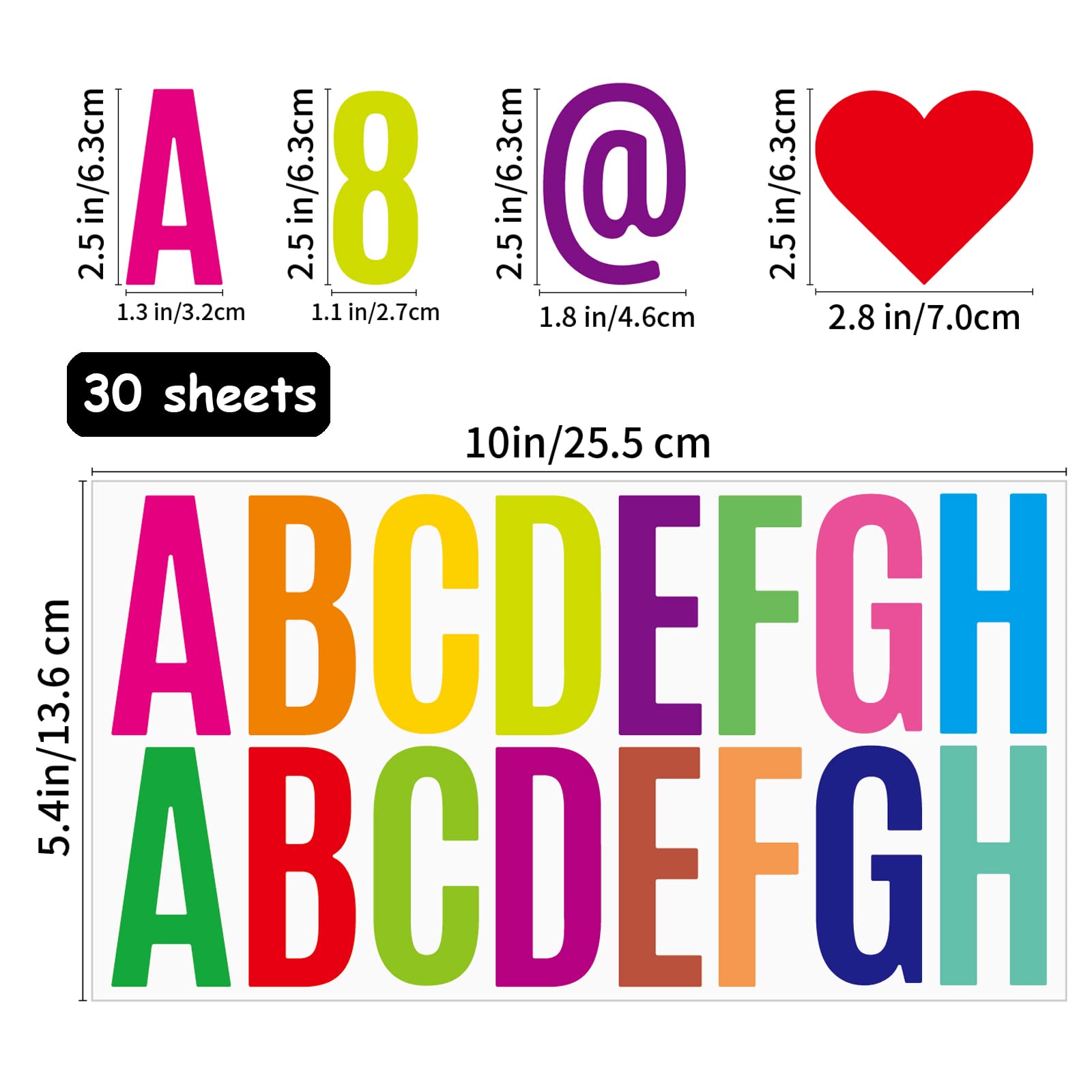 Snapklik.com : 500 Pieces 30 Sheets Large Letter Stickers 2.5 Inch ...