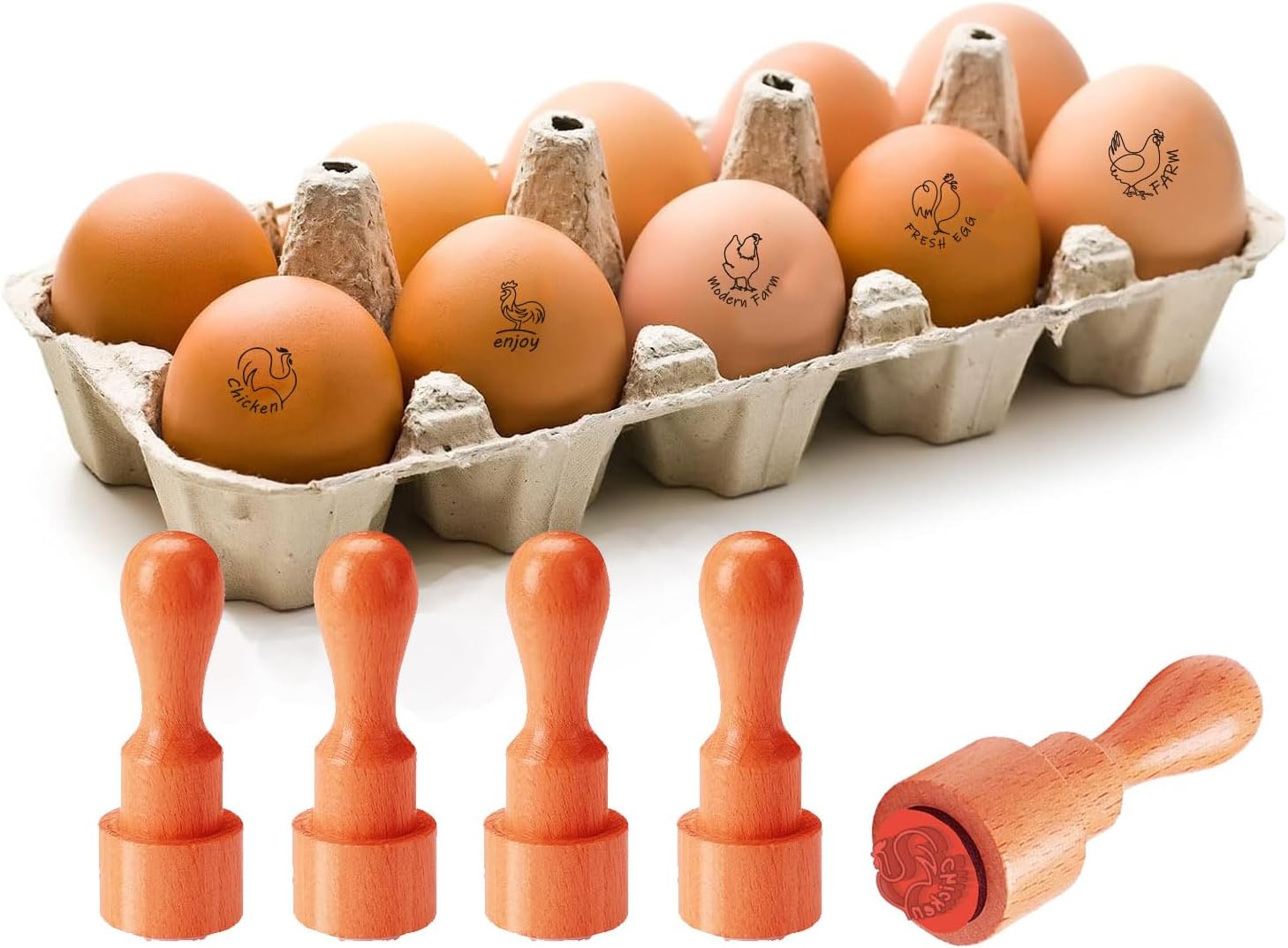AHANDMAKER 5 Styles Egg Stamps, Egg Rubber Stamp for Fresh Eggs Mini ...