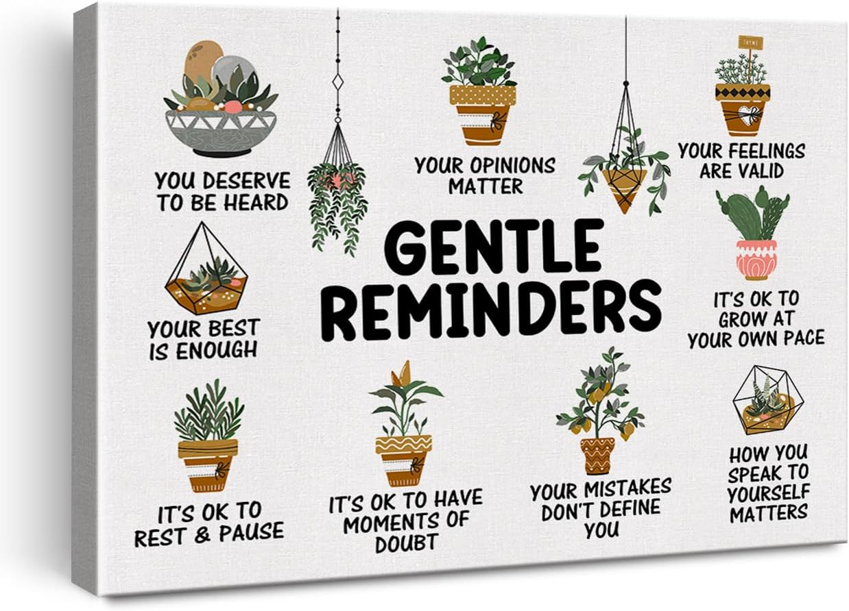 Amazon.com: Mental Health Poster Positive Affirmations Canvas Wall Art ...