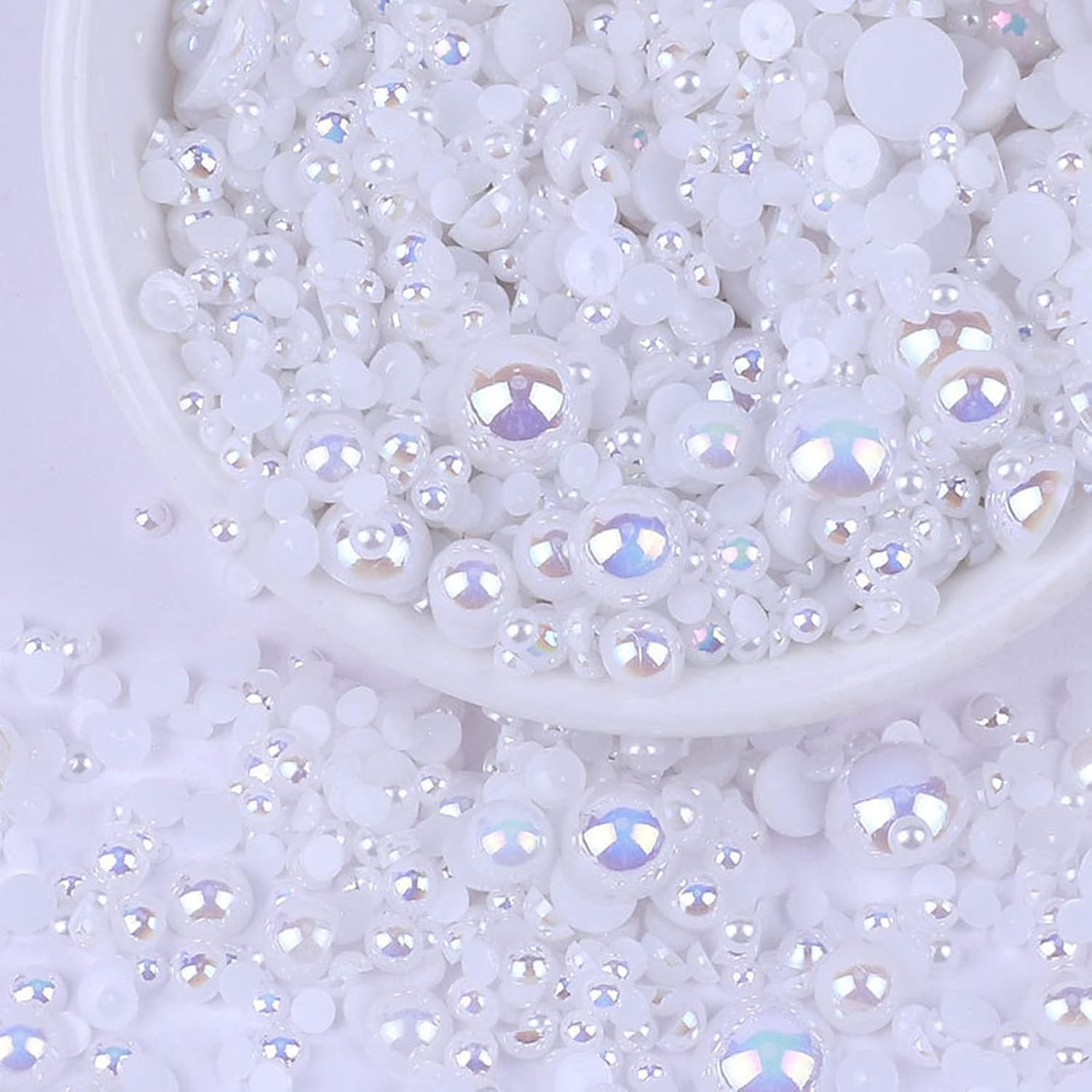 Amazon.com: Flatback Pearls for Crafts, 50g White AB Half Pearls for ...