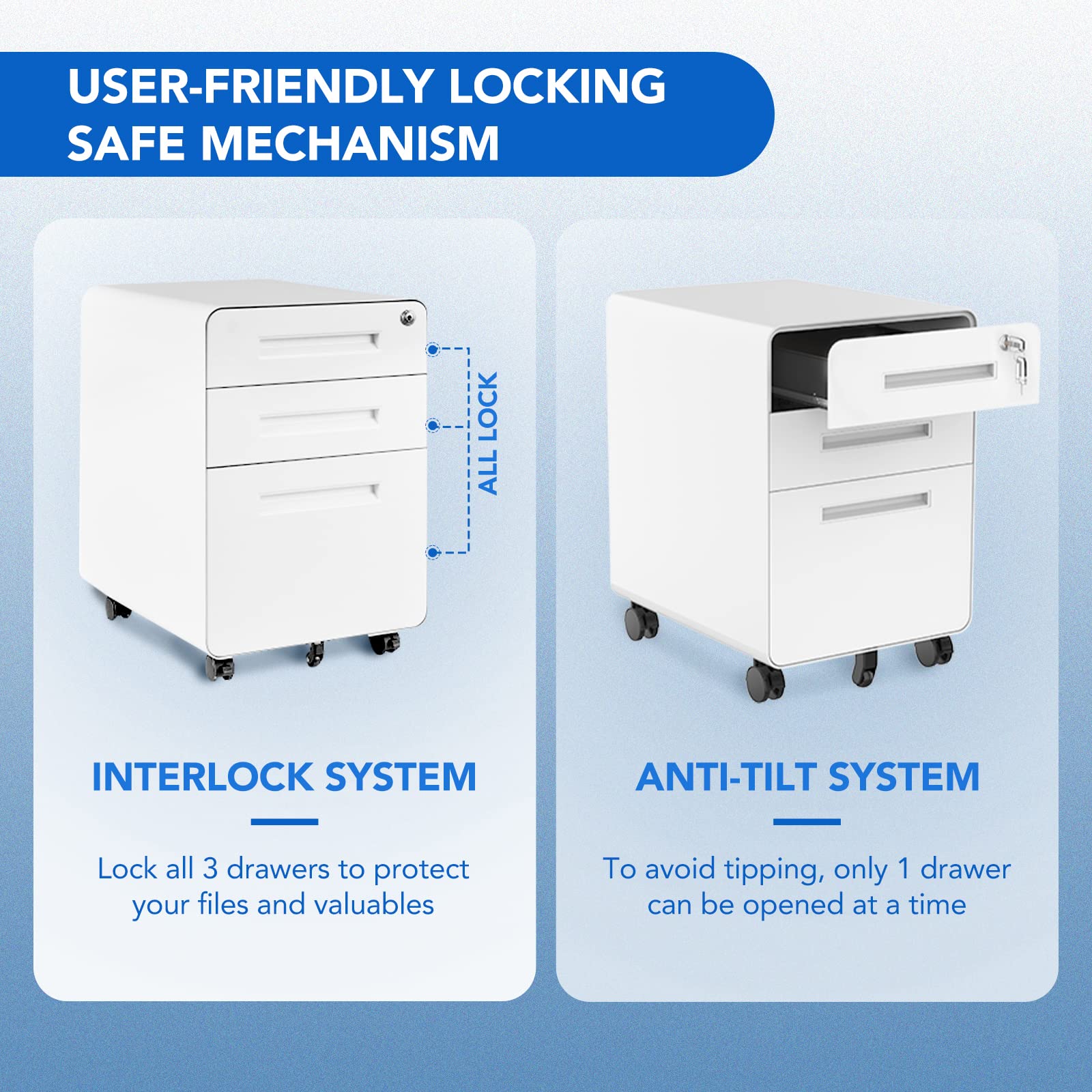 Snapklik.com : FLEXISPOT Mobile File Cabinet For Home Office 3 Drawer ...