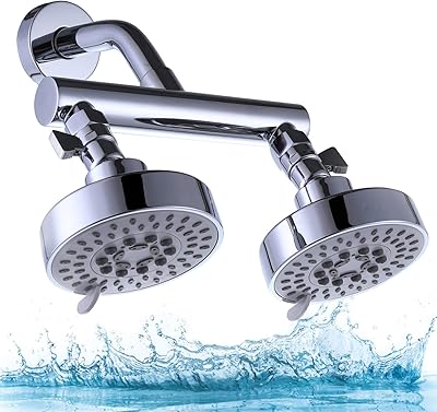 Proox Double Shower Head with Built-in Valve, High Pressure 6 Setting ...
