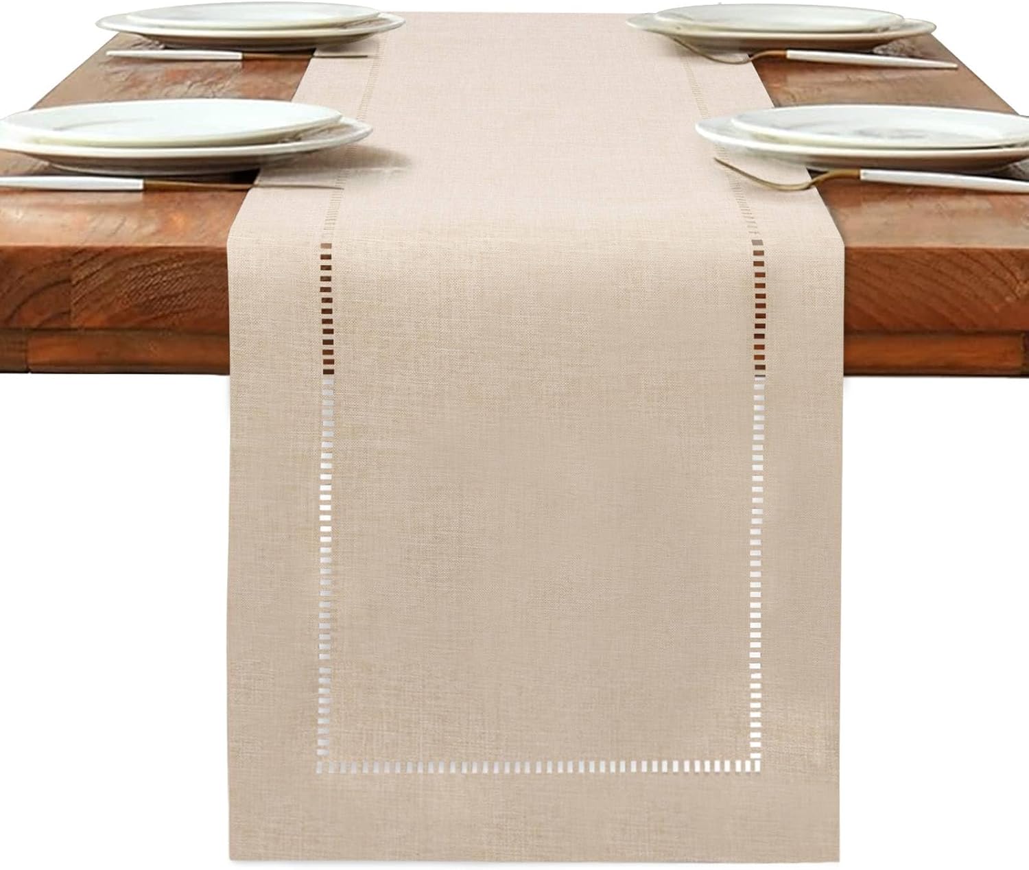 BAZIOE Linen Table Runner - Beige, Modern, Washable - 13x72Inches - Kitchen & Dining Table ...