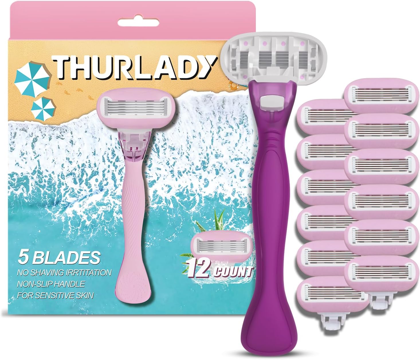 Amazon.com: Hocmos Razors for Women Sensitive Skin，6 blade Lady Shaving ...