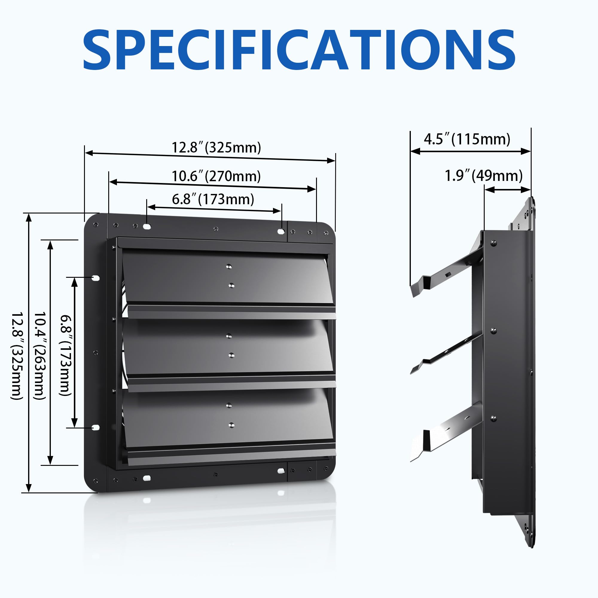 Snapklik.com : 10 Inch Aluminum Automatic Shutter Louver Vent