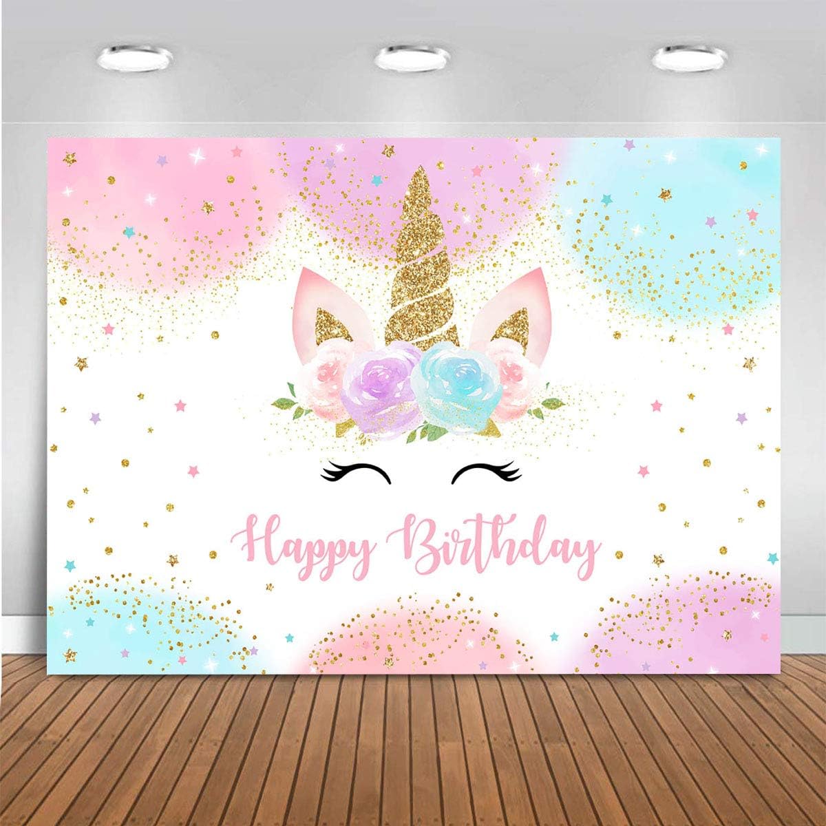 Unicorn Birthday Backdrop Custom Pastel Rainbow Pastel Rainbow ...