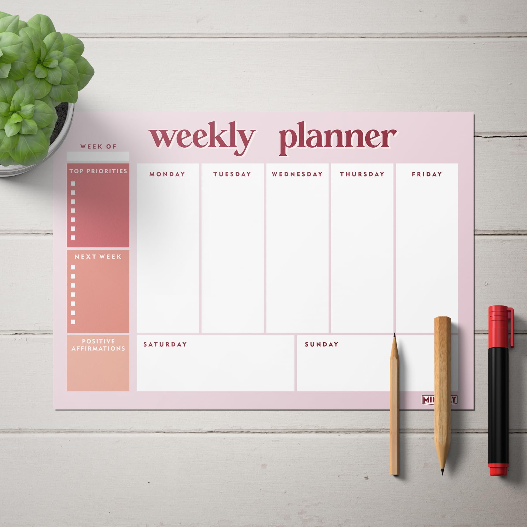 Mimikry Weekly Planner Notepad - Undated 50 Tear-Off Planning Sheets,A4 ...