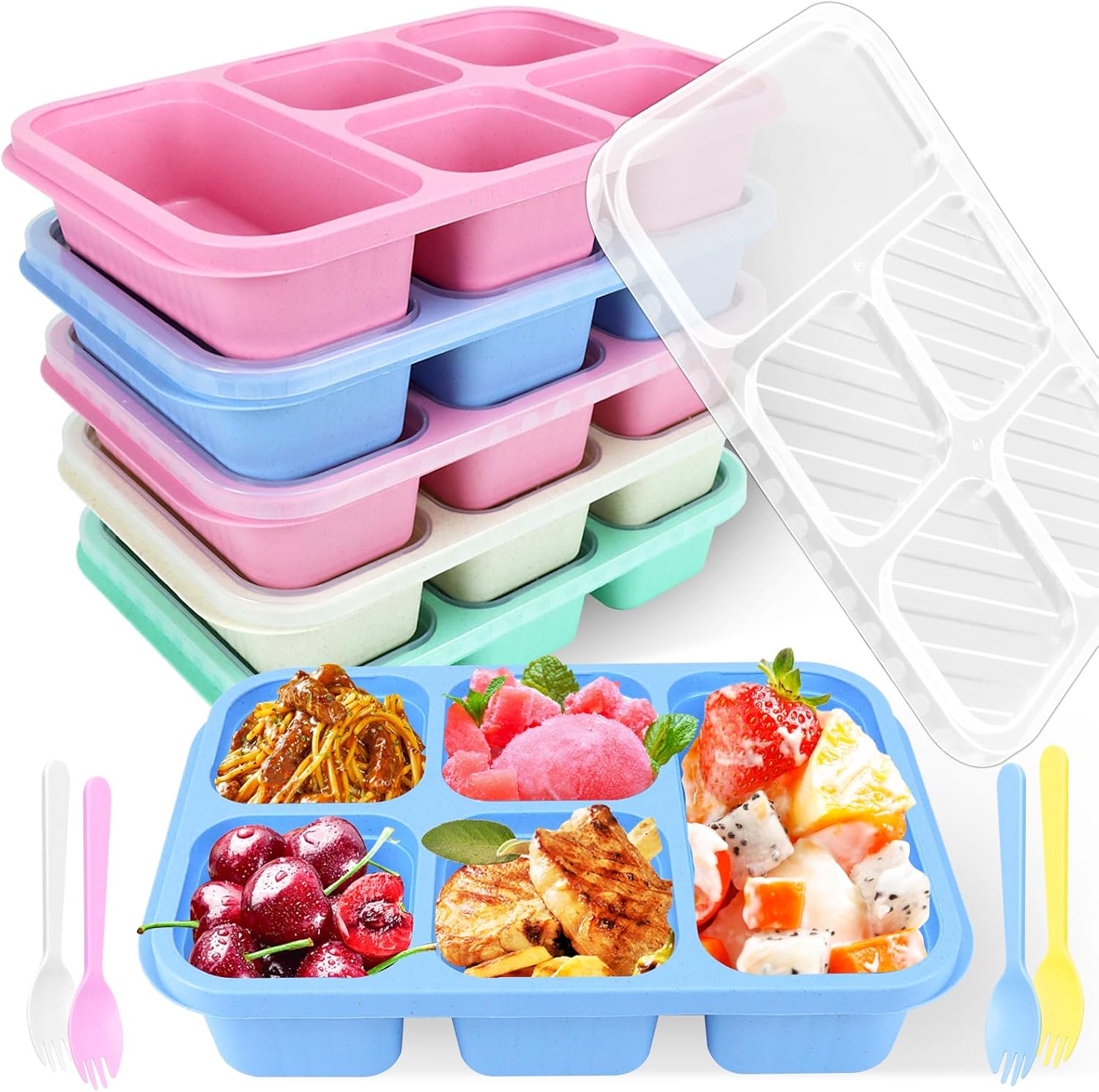 Amazon.com: TKOnline Set of 6 Bento Snack Boxes, Meal Prep Container, 5 ...