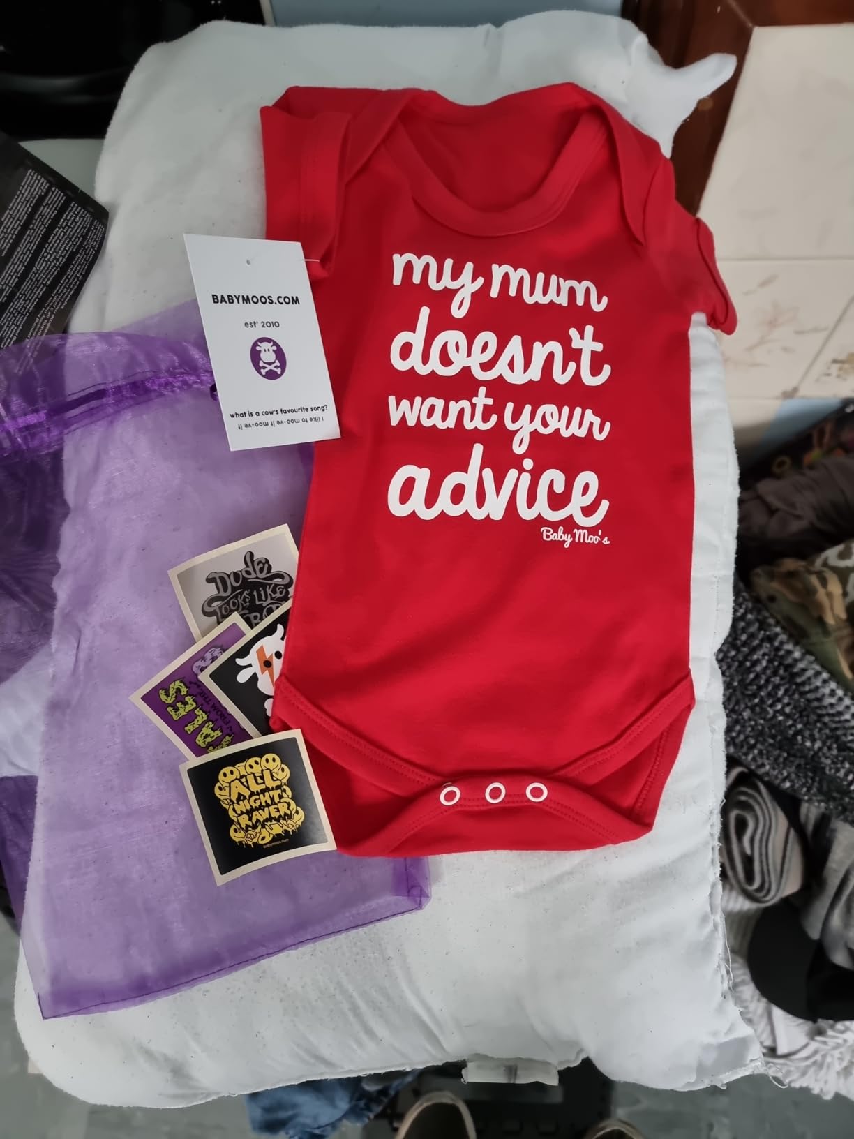 Baby Moo's My Mum Doesn't Want Your Advice Funny Baby Grow for Boys or ...