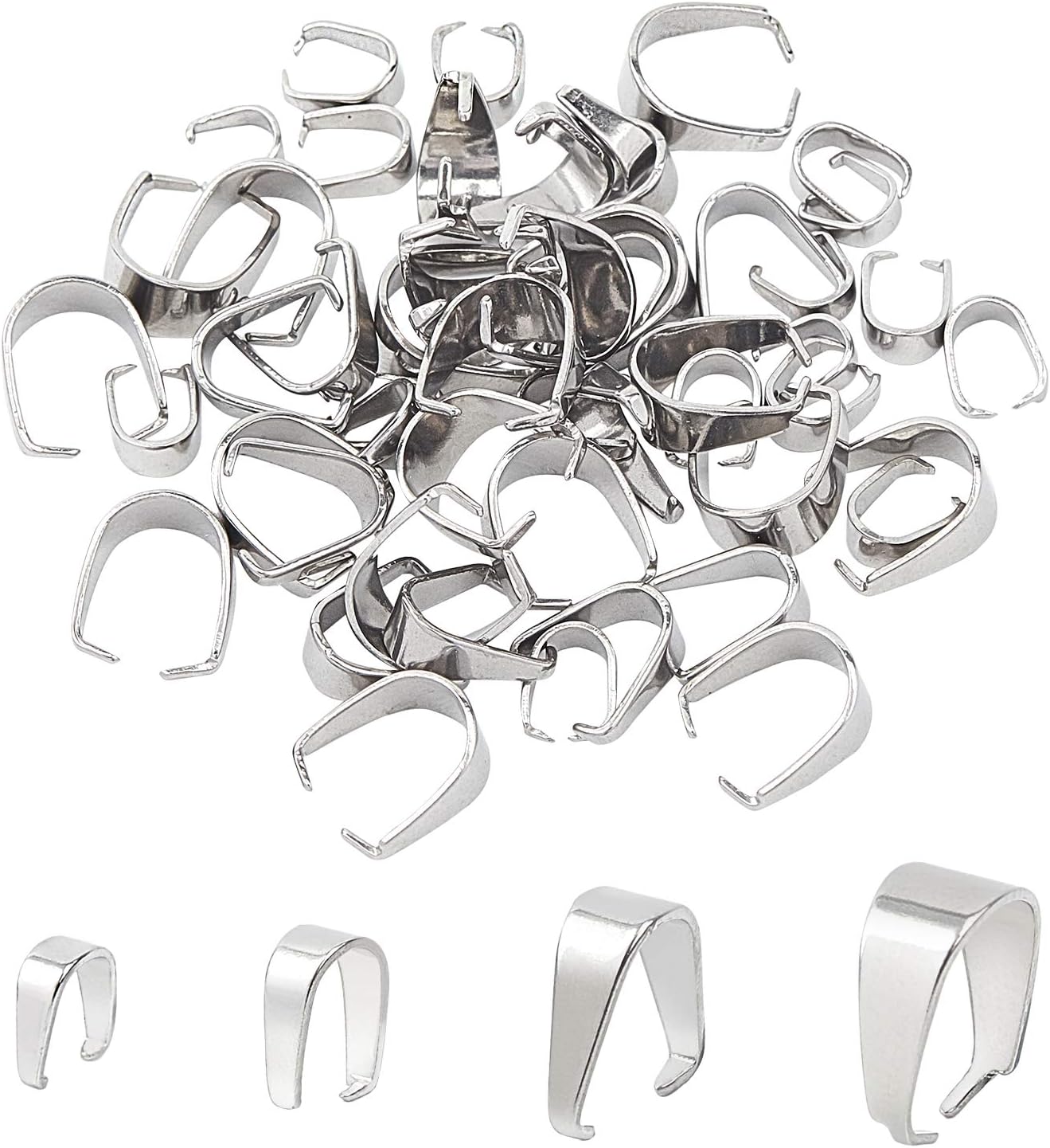 Amazon.com: UNICRAFTALE 4 Sizes Snap on Bails 240pcs Stainless Steel ...