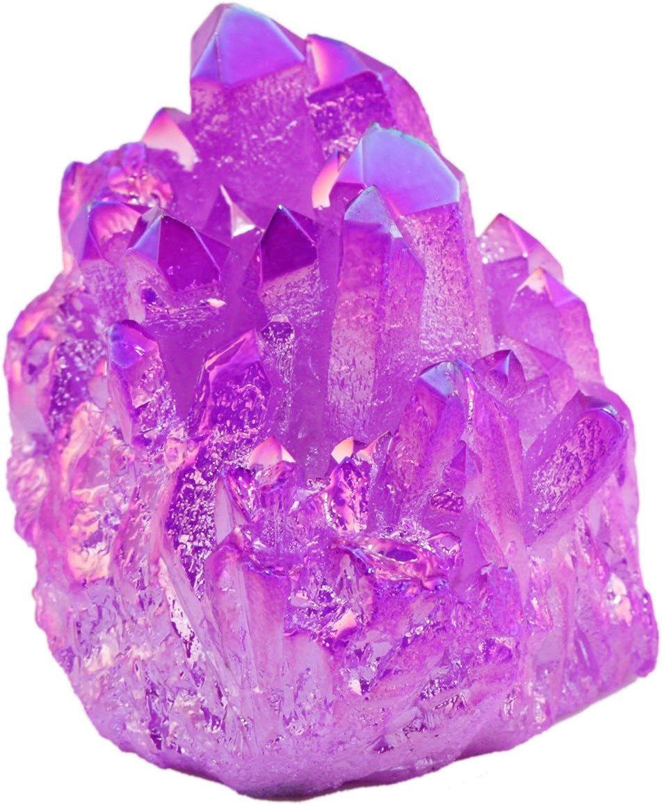 Amazon.com: Rockcloud Healing Crystal Natural Titanium Coated Light ...