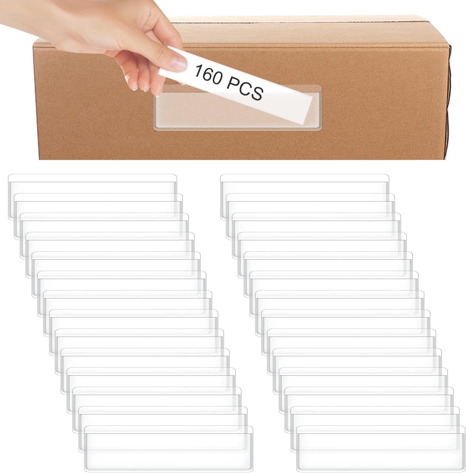 Amazon.com : 160 Pcs Label Holders Adhesive Shelf Tag Clear Shelf Tag ...
