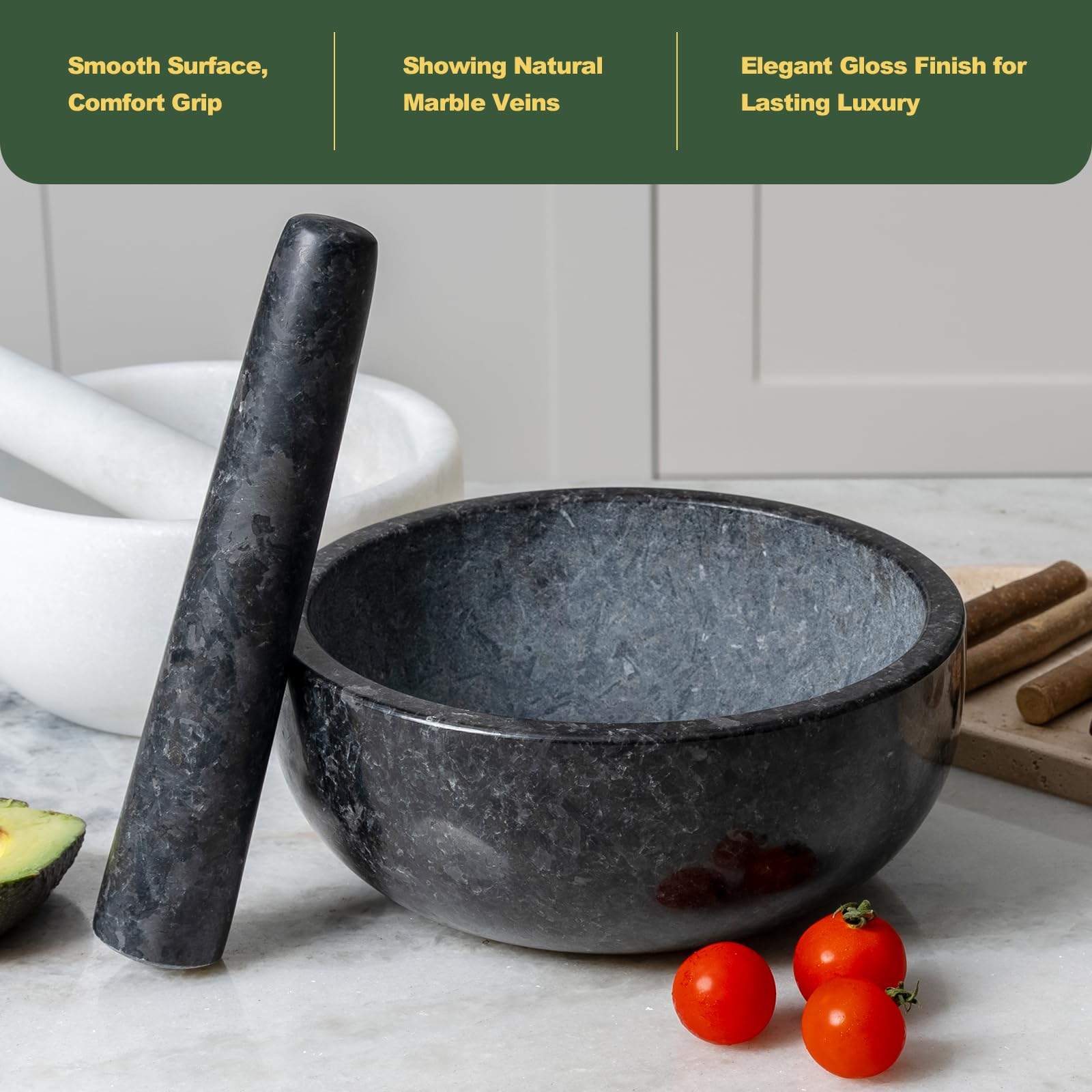 Kitchen Grinding Tool Koville Marble Mortar And Pestle Set - Hand ...