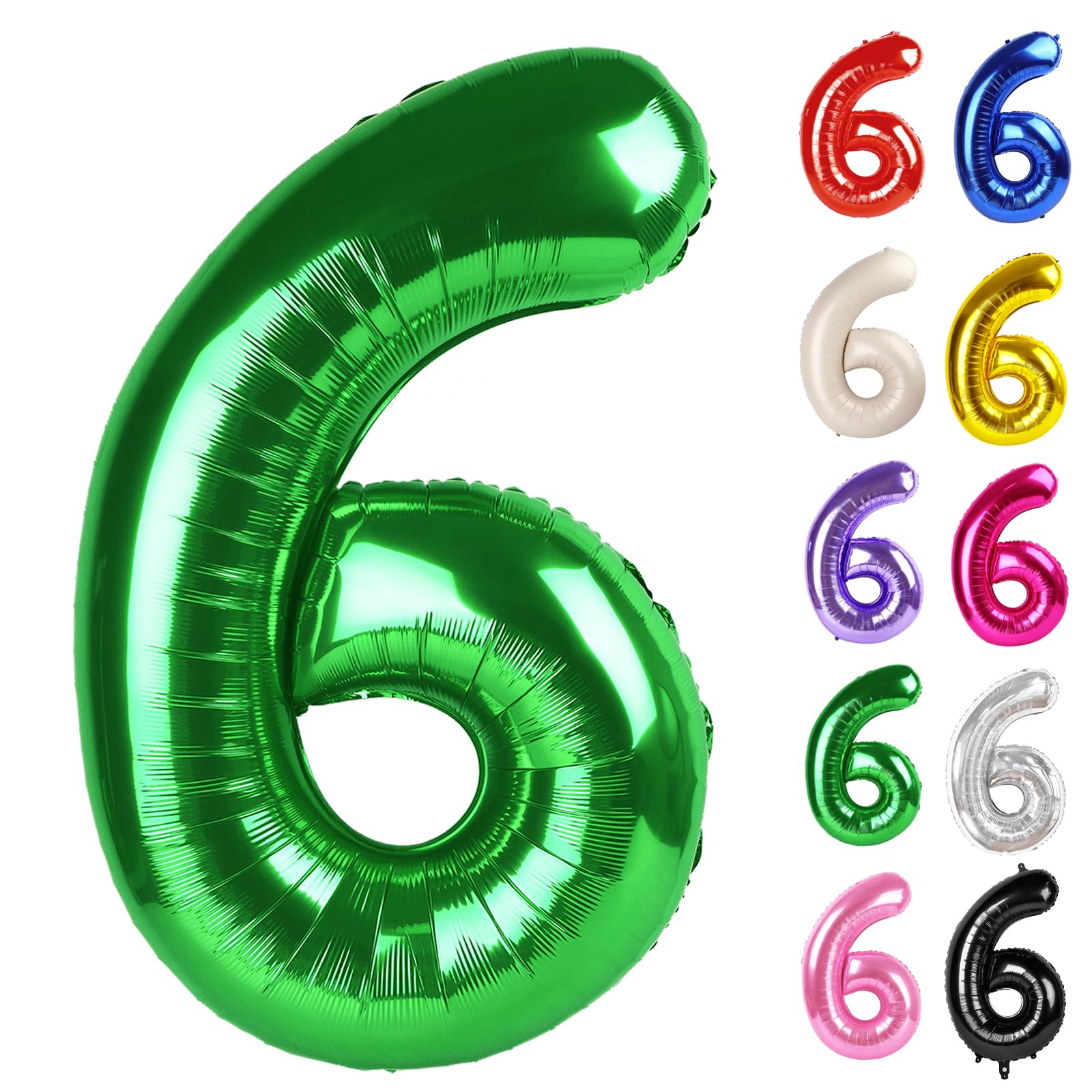 Amazon.com: Green Number 6 Balloon 40 Inch, 6 Balloon Number, 6th ...