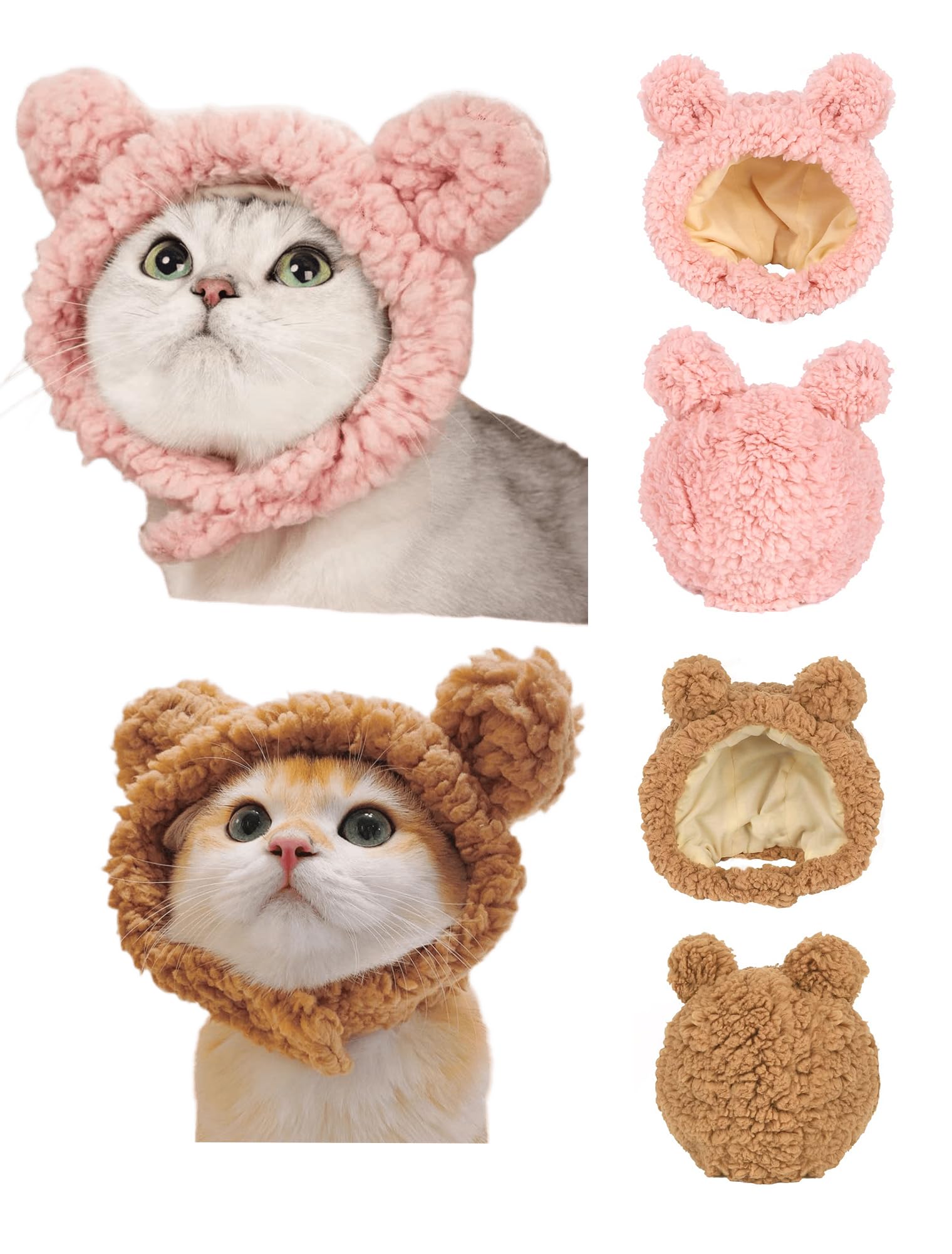 Amazon.com : 2 Pcs Cat Warm Hat - Adjustable Cat Costume Bear Hat ...