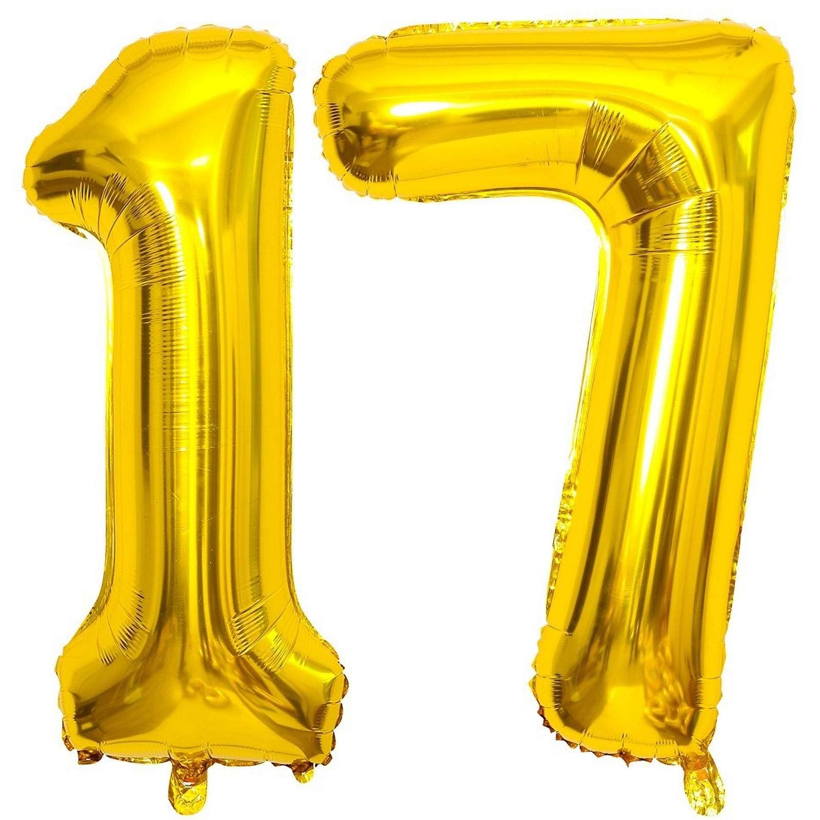 Amazon.com: Gold 17 Number Balloons, 40 Inch Giant Number 17 Balloons ...