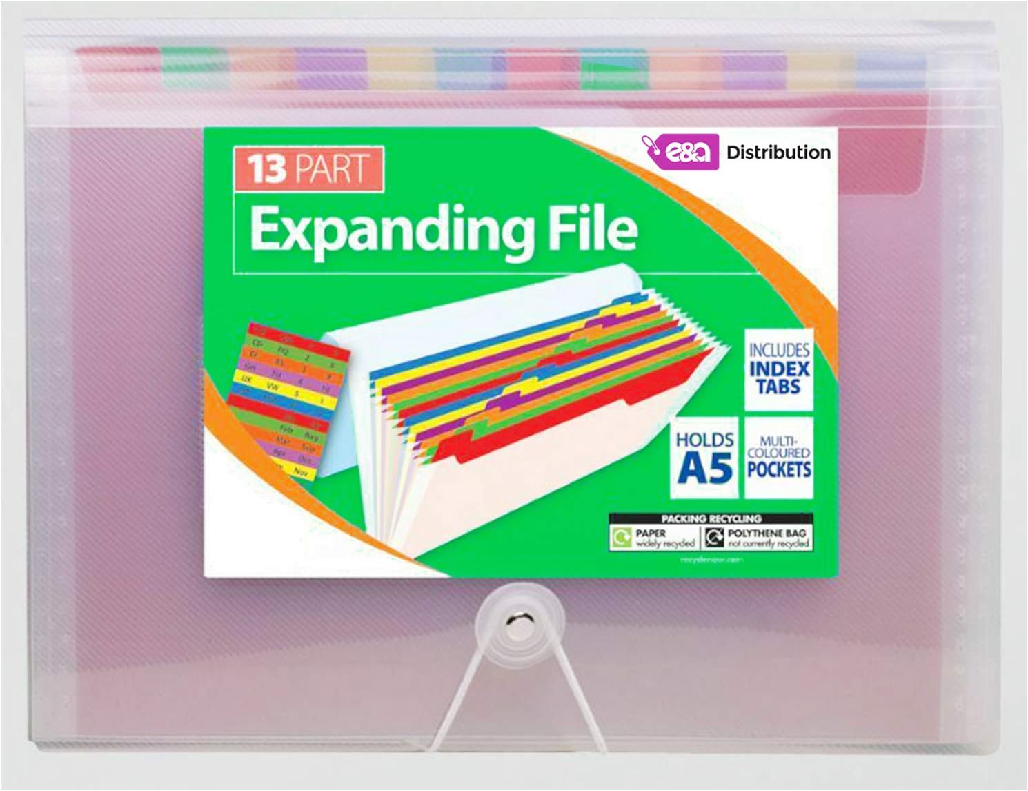 13 Part Expanding File Holds A5 Documents Multicolored Pocket Index ...