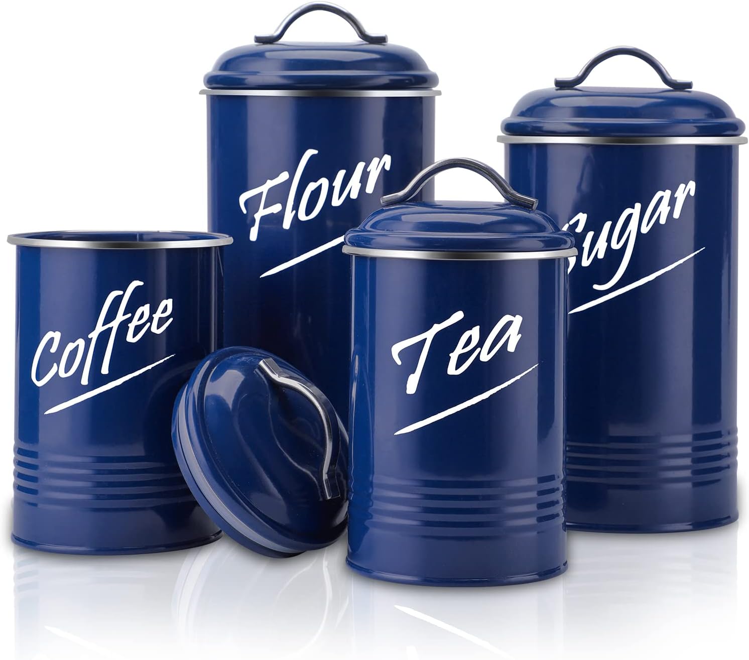 Amazon.com: Hillbond Canister Sets Navy Blue Food Storage Canisters ...