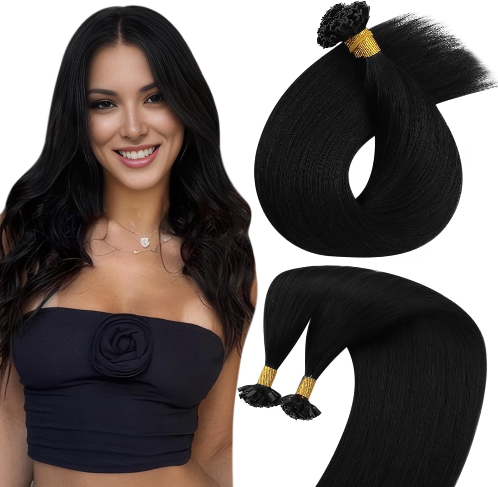 Amazon.com : Sunny K Tip Hair Extensions Black K Tip Hair Extensions ...