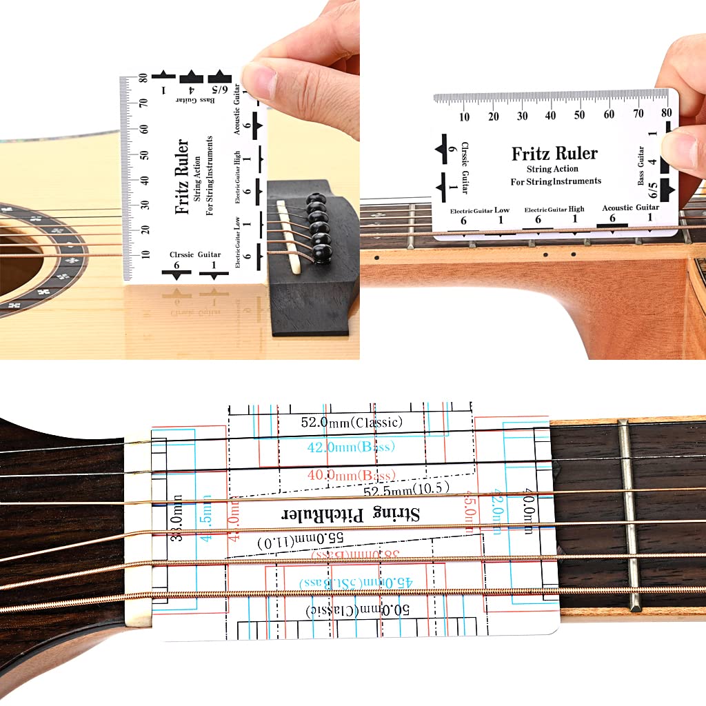 Snapklik.com : Guitar String Action Gauge Ruler String Pitch Ruler Card ...