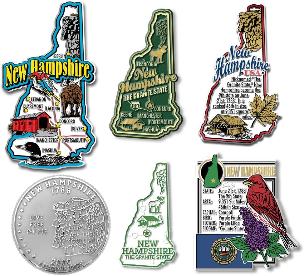 Amazon.com: New Hampshire Six-Piece State Magnet Set by Classic Magnets ...