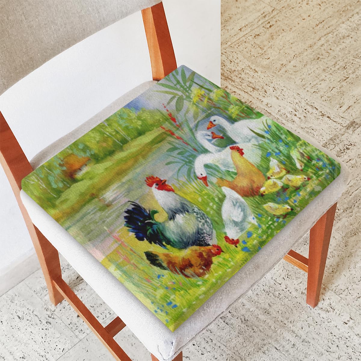 Amazon.com: XMNYGJ Watercolor Rooster Hen Chicken Seat Cushion Memory ...