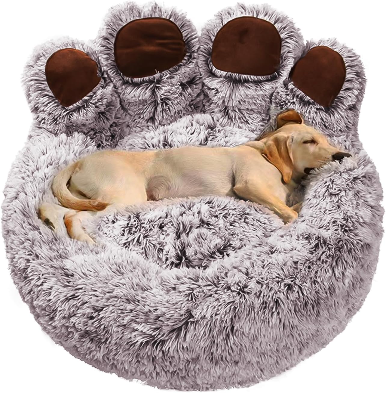 Amazon.com : Pet Round Bed of Paw Shape Dog Bed Large Round Calming Dog ...