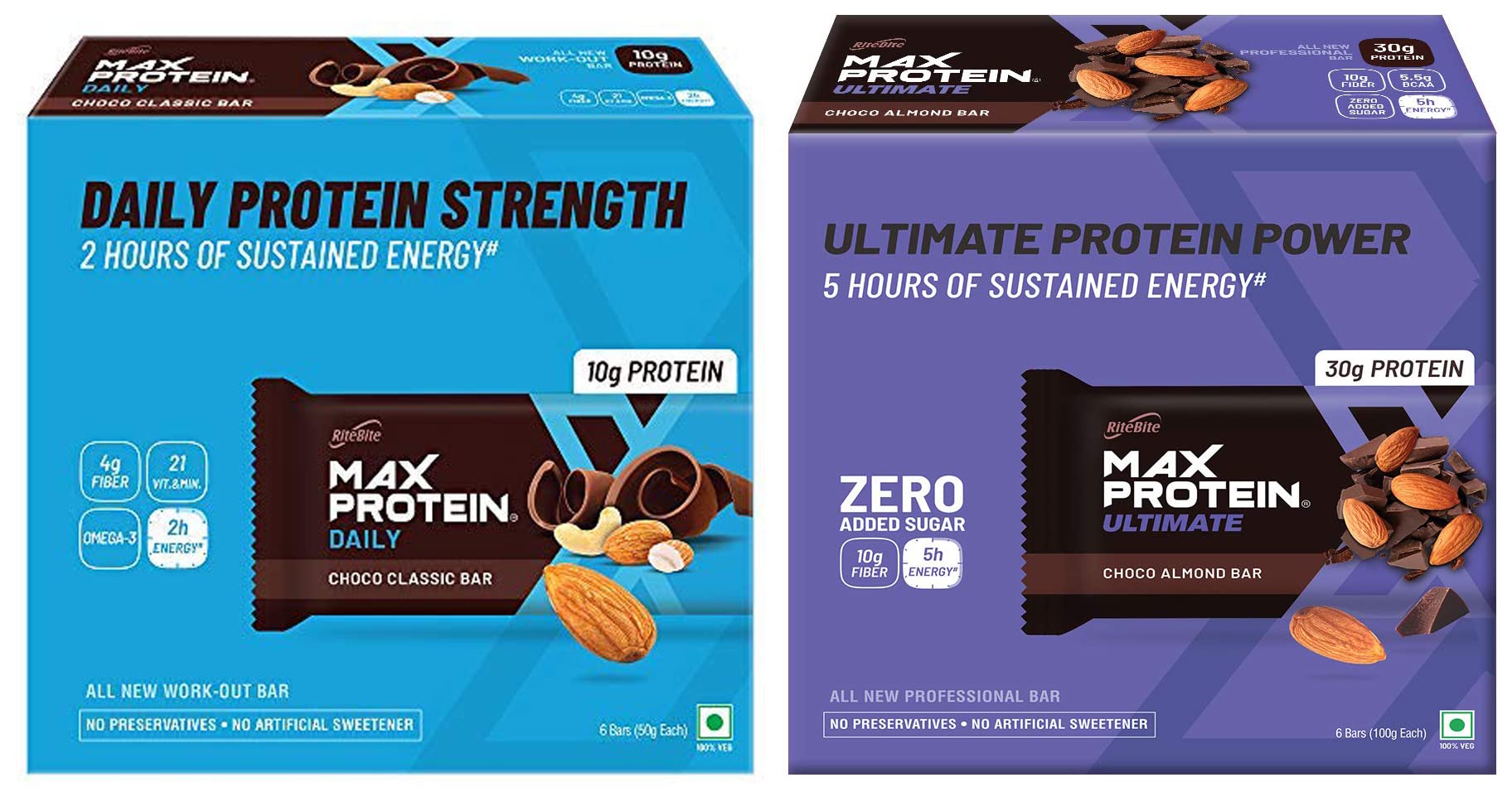 Buy Ritebite Max Protein Daily Choco Classic Bars 300g - Pack of 6 (50g ...