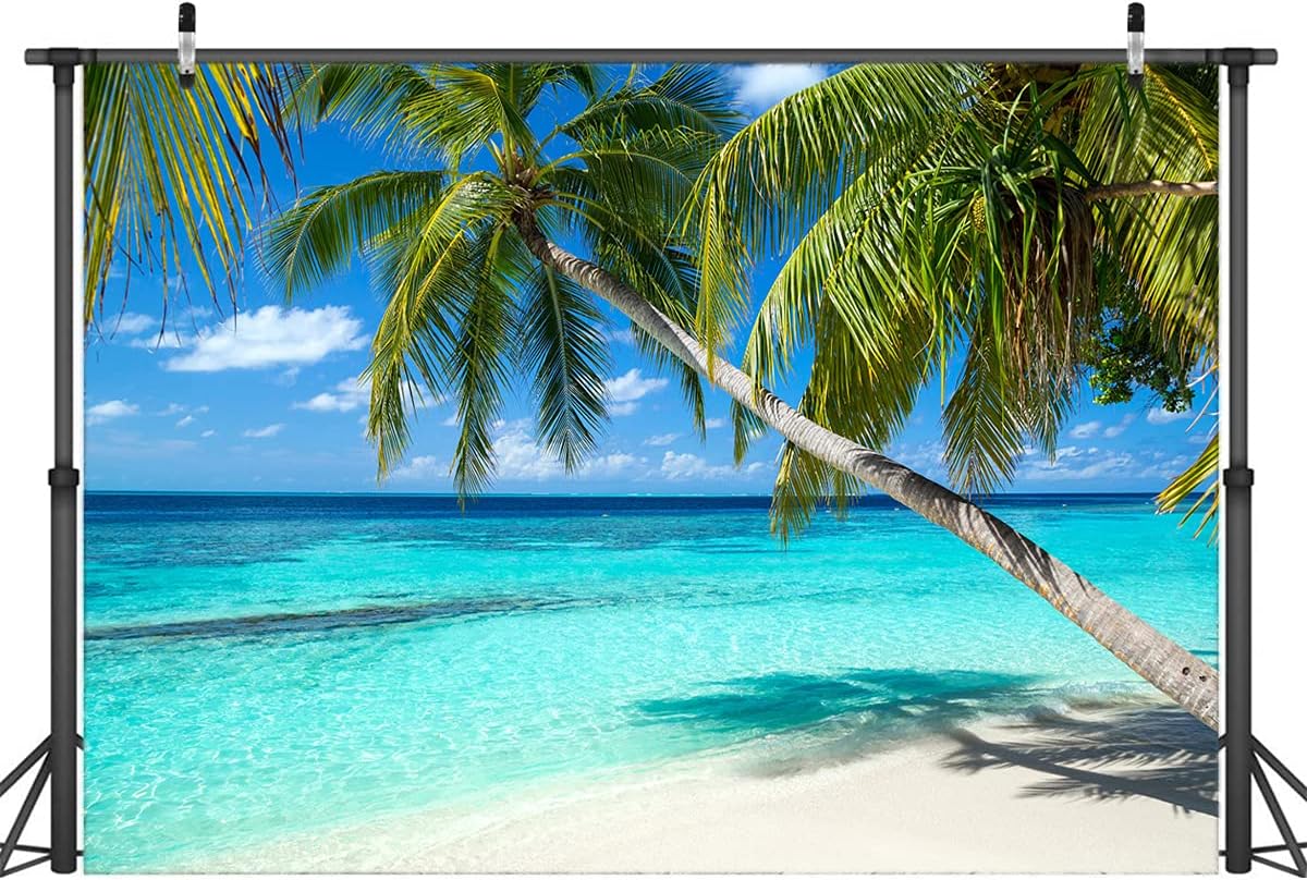 Amazon.com : BELECO 7x5ft Fabric Tropical Beach Backdrop Background ...