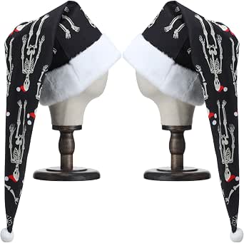 Amazon.com: Croloose 2 Pcs Christmas Santa Hat for Adults, Gothic Skull ...