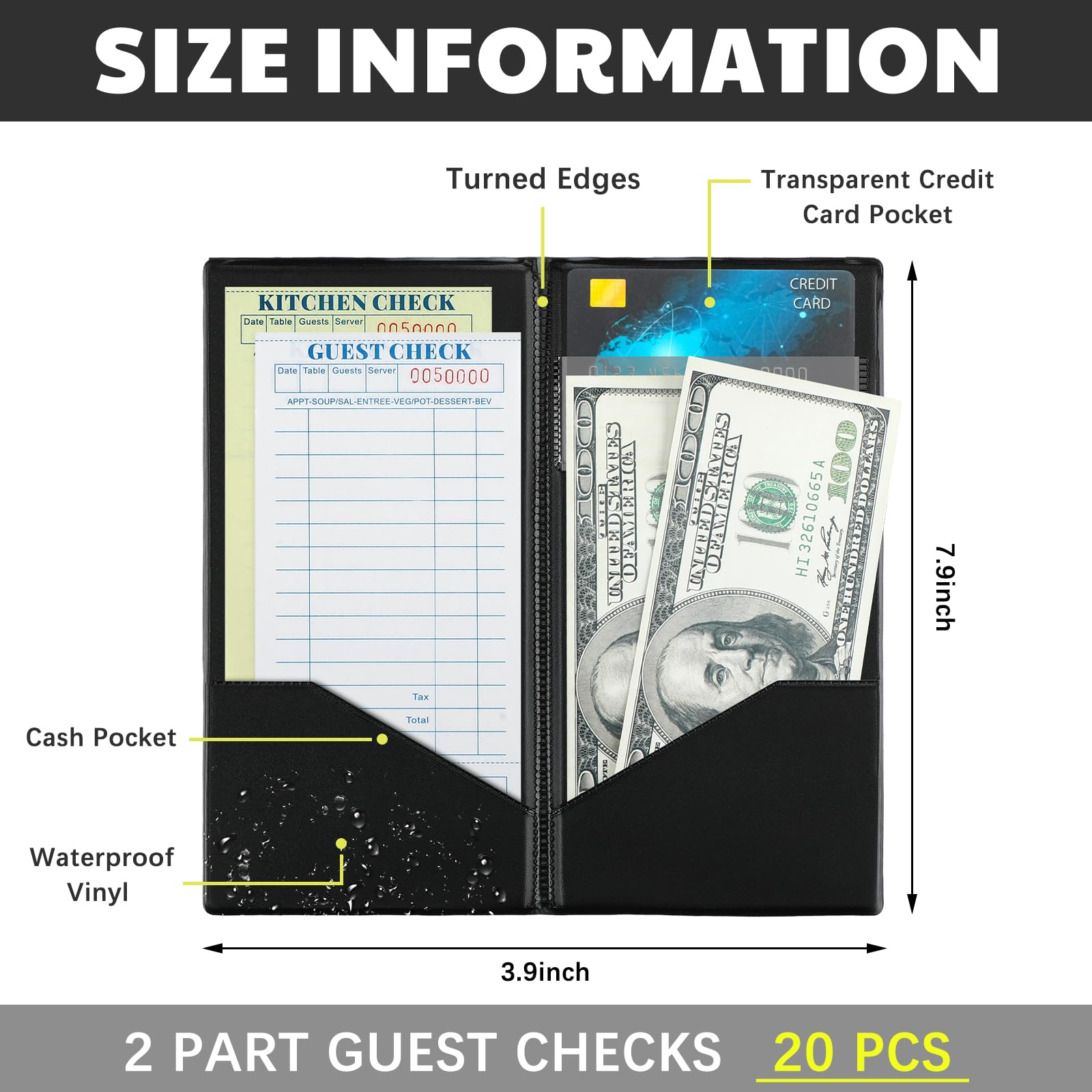 Glenmal 30 Pcs Check Presenters Set for Restaurants 20 Pcs Guest Check ...