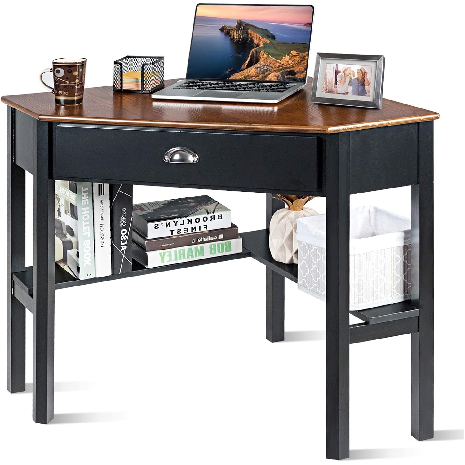 Amazon.com: LDAILY Corner Desk for Small Space, Compact Writing Table ...