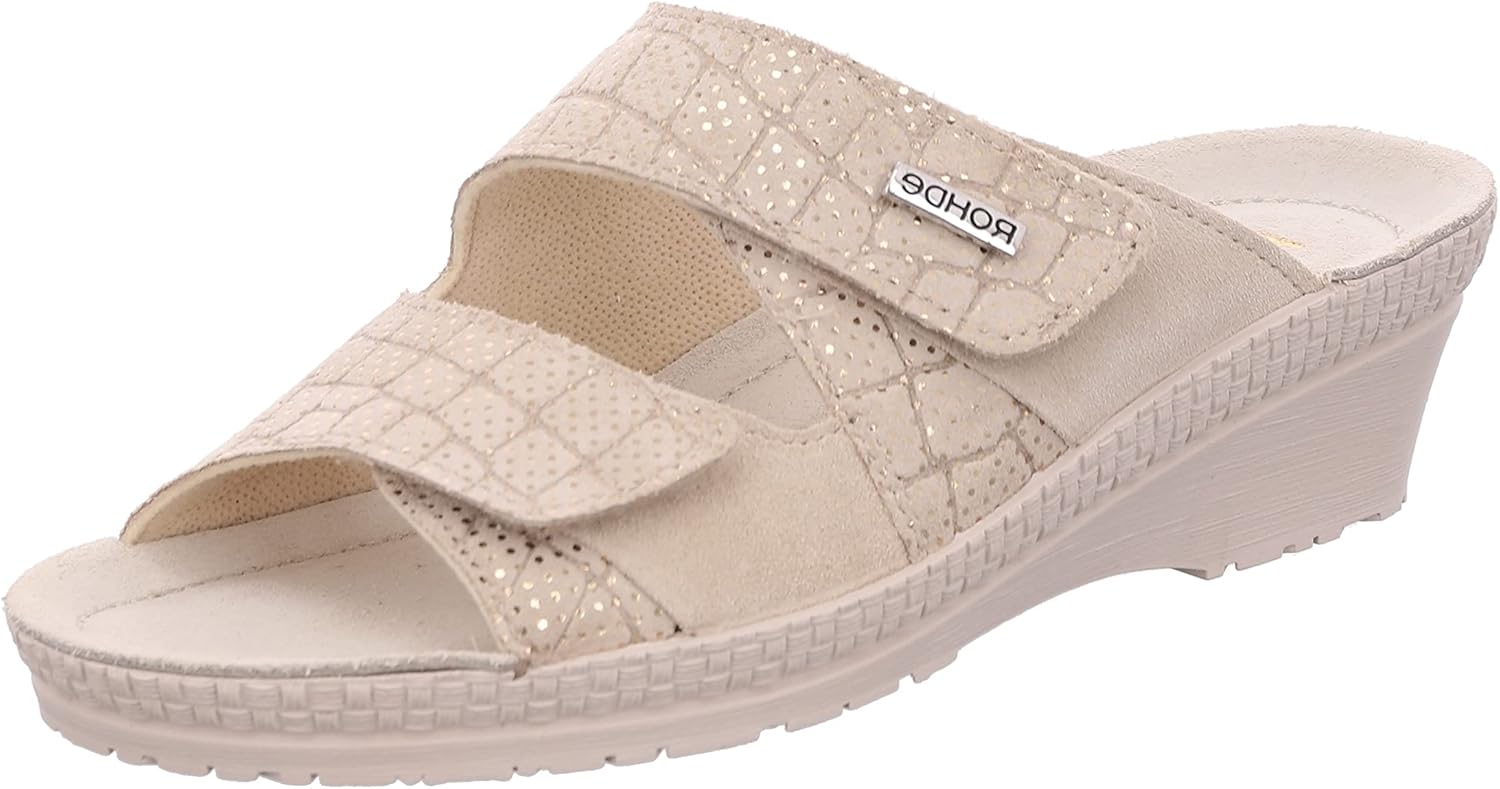 Rohde Damen Pantolette Leder Glitzer Effekt Keilabsatz Neustadt-50 1470 ...