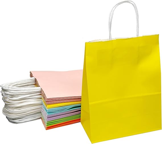 Amazon.com: HERUIO 30 Colored Gift Bags Paper Party With Handles Pastel ...