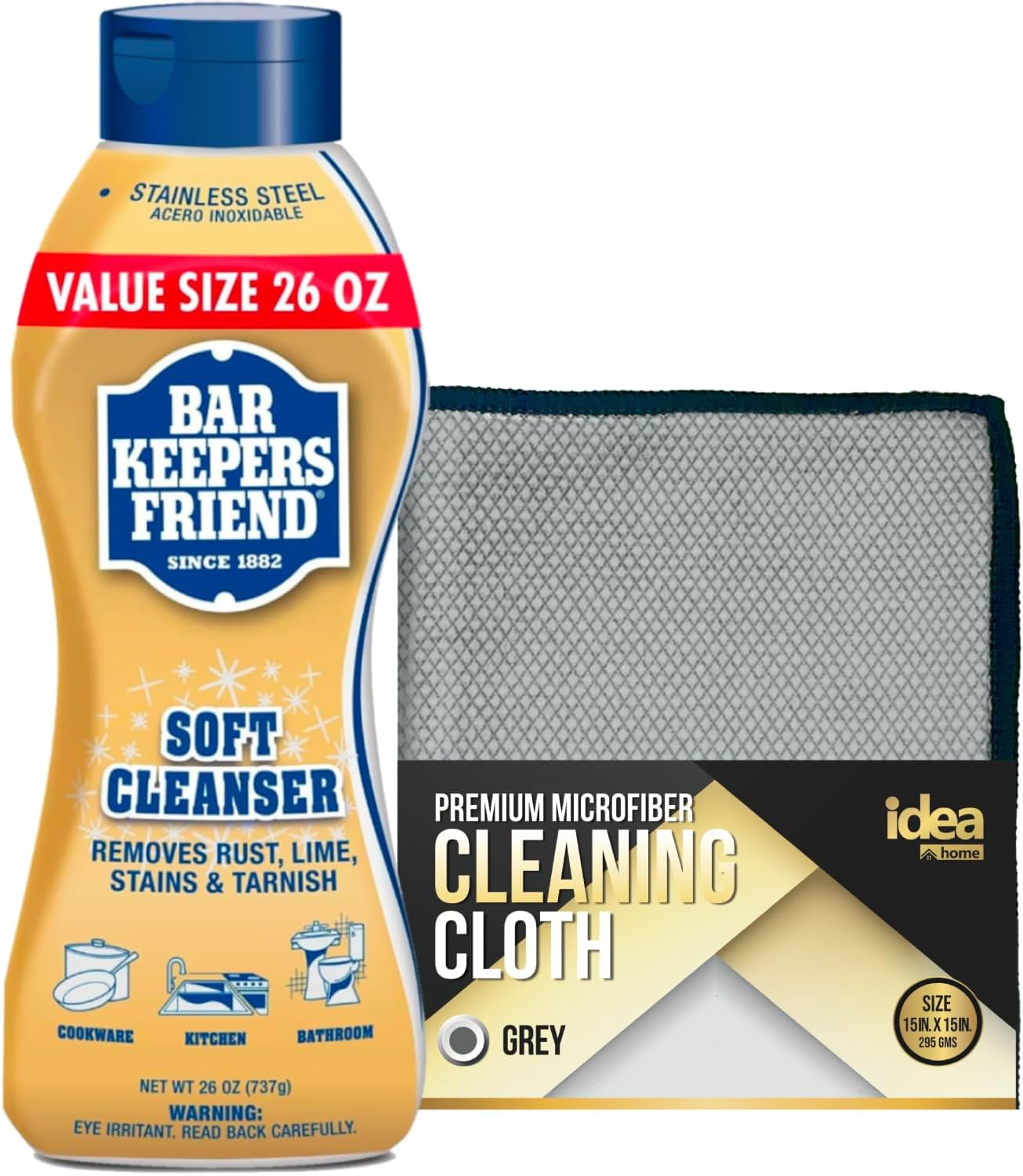 Amazon.com: Bar Keepers Friend Cleanser (26 oz) and Non Scratch ...