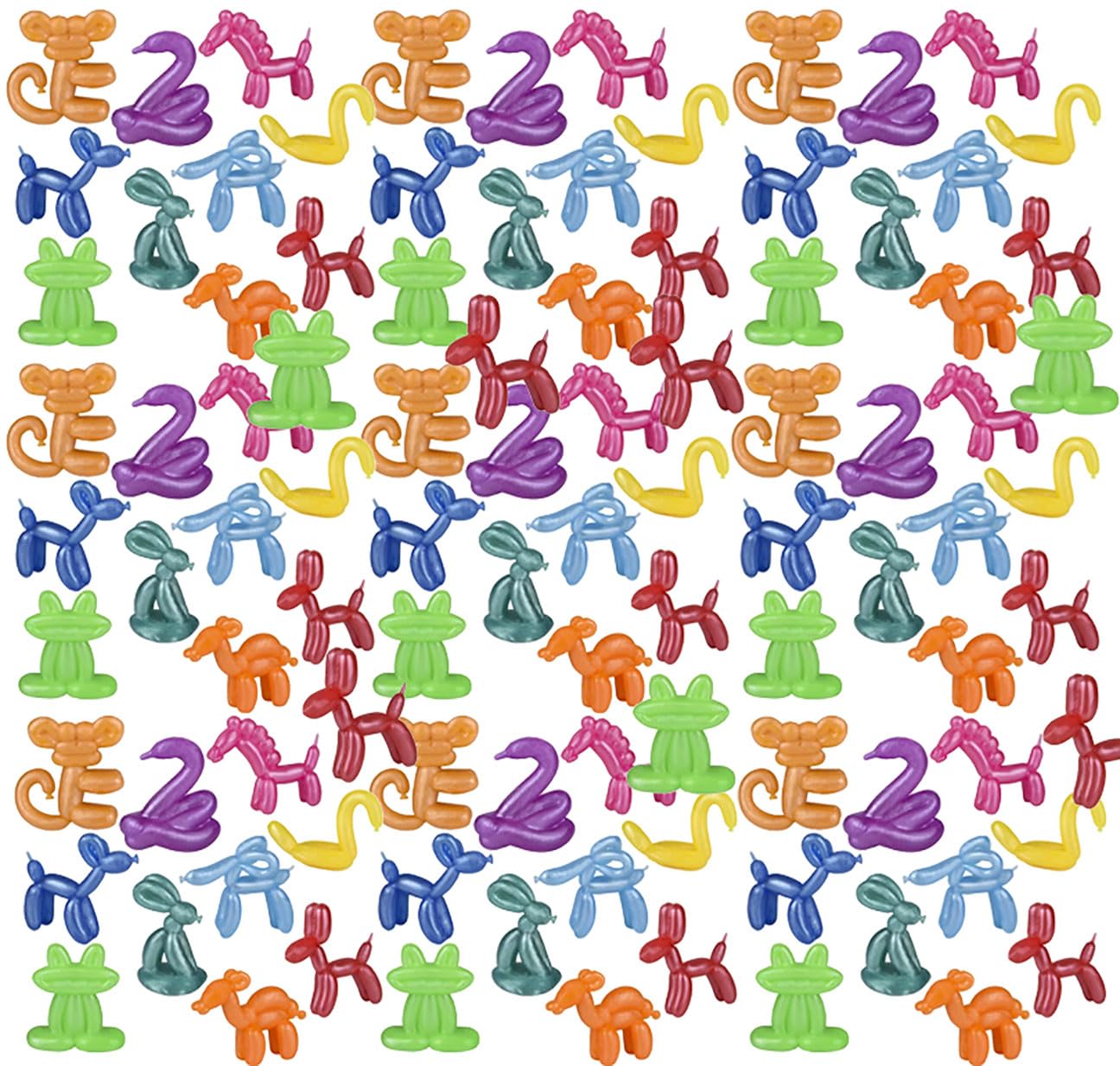 Amazon.com: 100 Cute Colorful Balloon Animals - Stretchy Soft Figurines ...